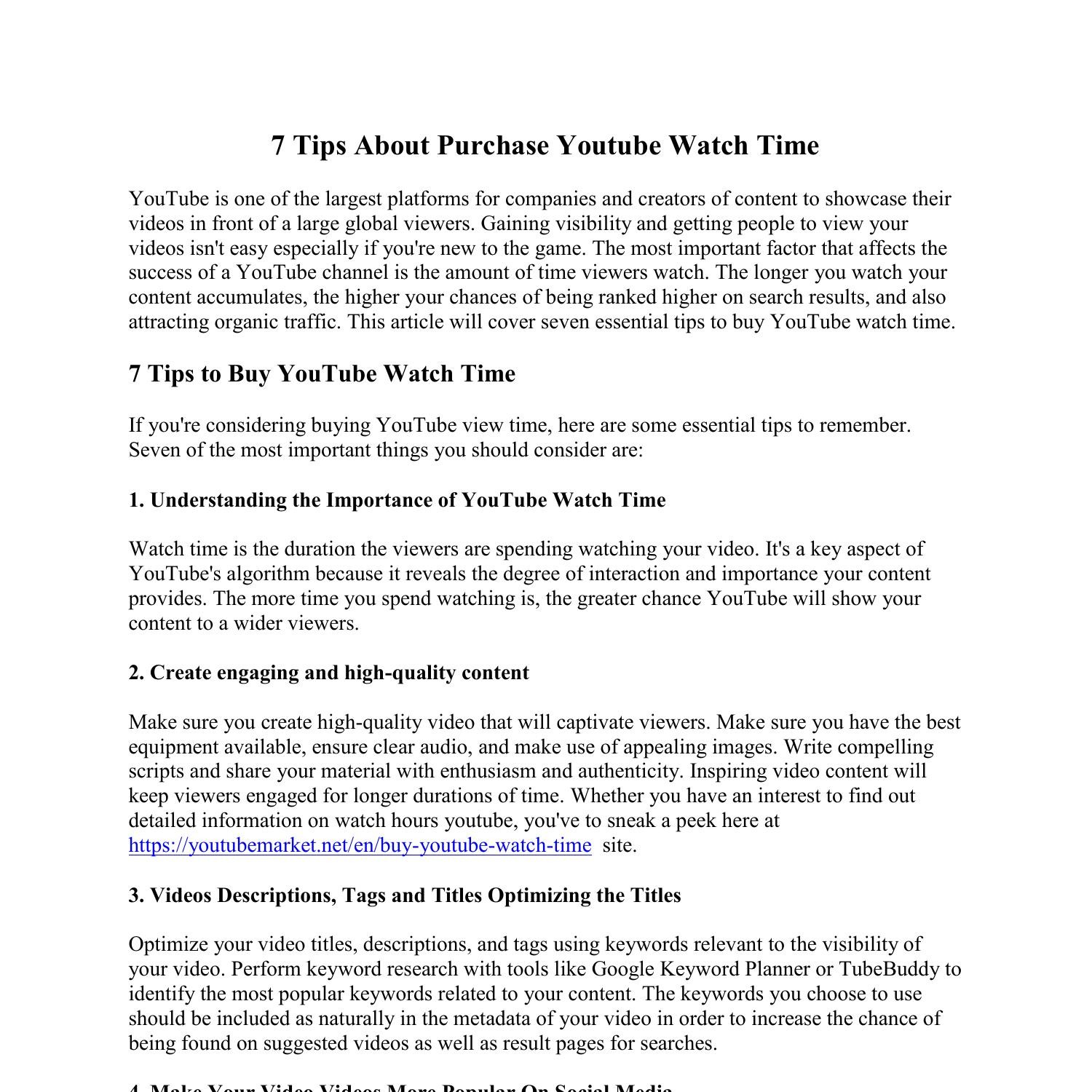 7 Tips About Purchase Youtube Watch Time.pdf | DocDroid