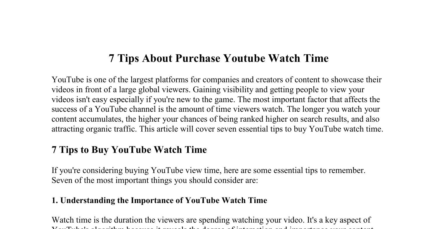 7 Tips About Purchase Youtube Watch Time.pdf | DocDroid