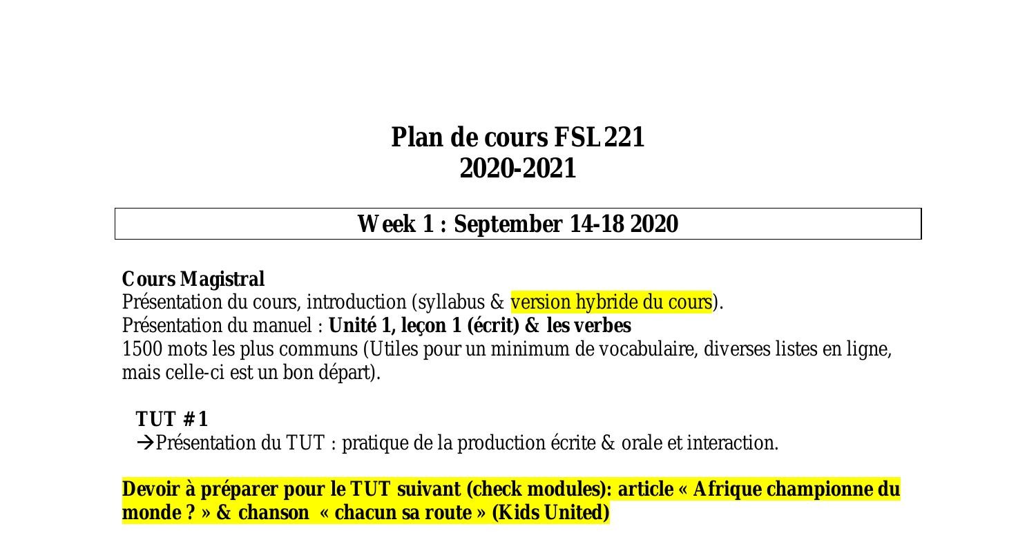 FSL 221 Semestre 1 Plan de Cours.docx | DocDroid