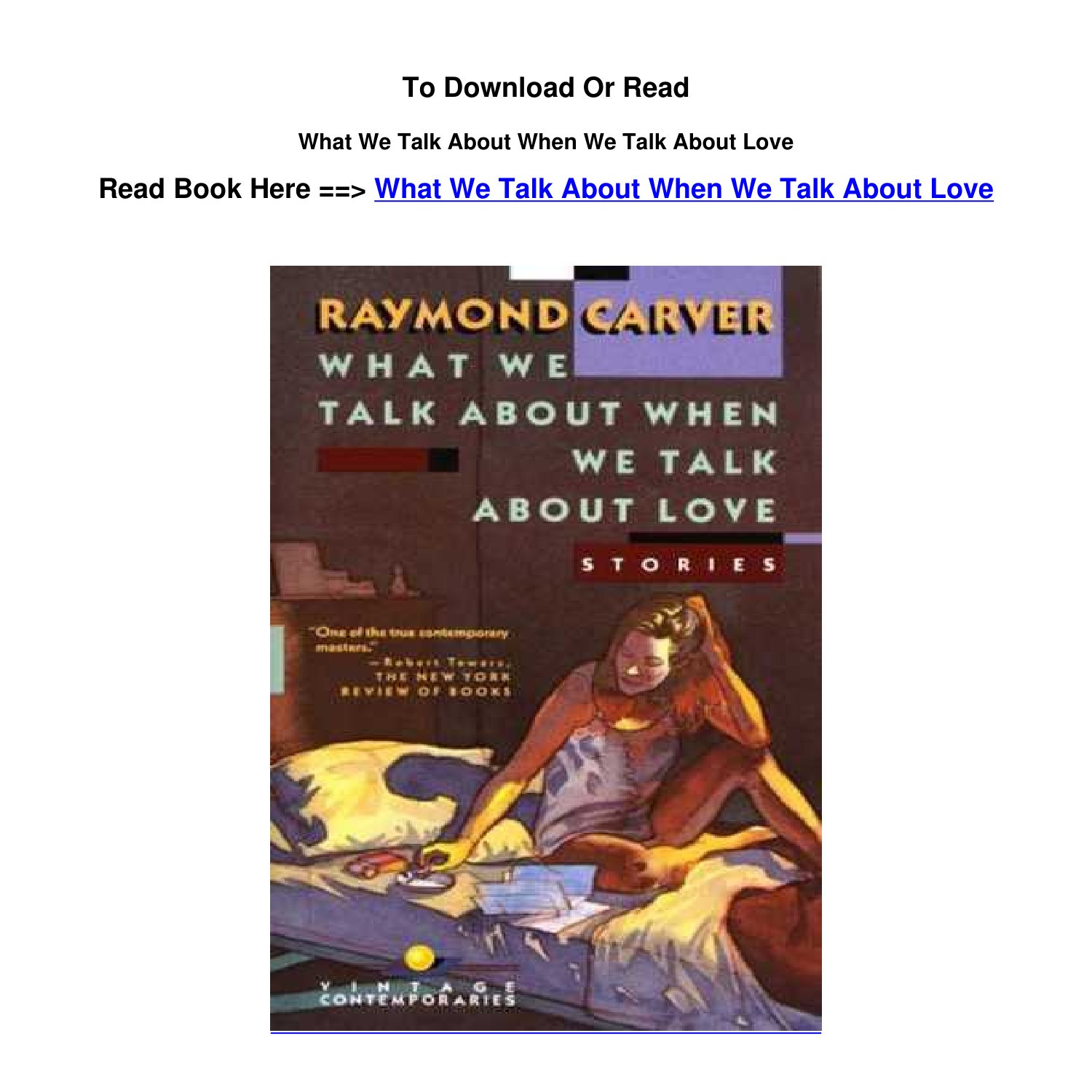 Pdf DOWNLOAD What We Talk About When We Talk About Love by Raymond ...