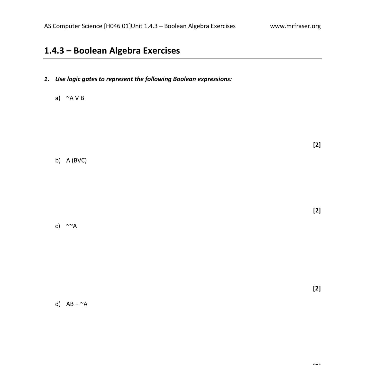 143_Ex01_BooleanAlgebra_Exercises.pdf | DocDroid