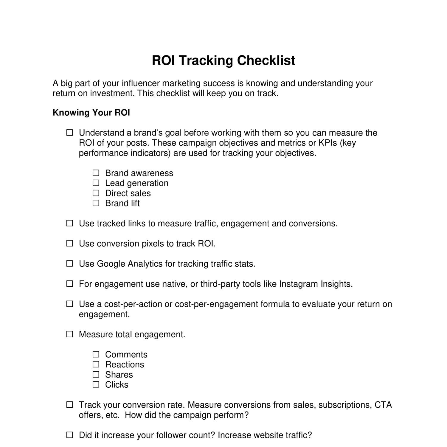 checklist - ROI Tracking.docx | DocDroid