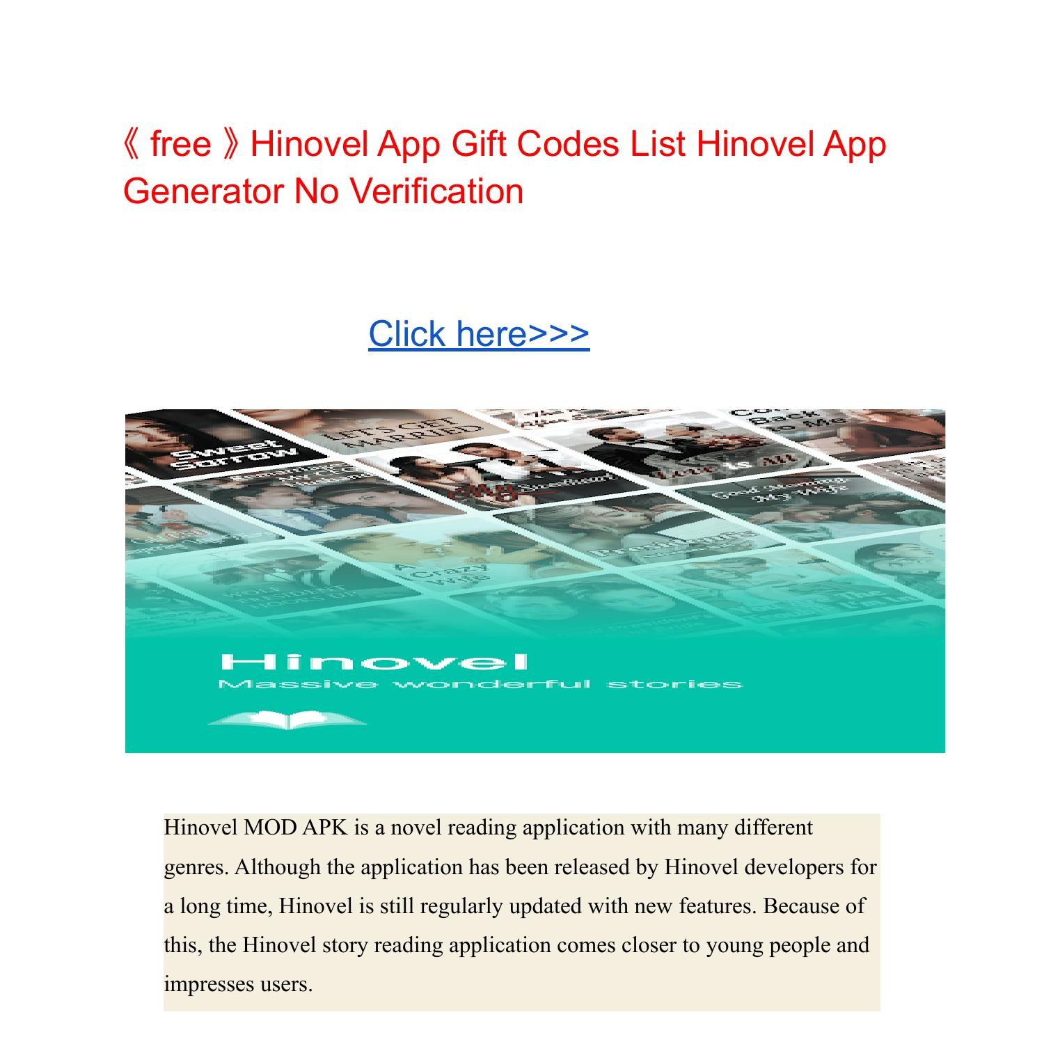 free 》 Hinovel App Gift Codes List Hinovel App Generator No Verification.pdf | DocDroid