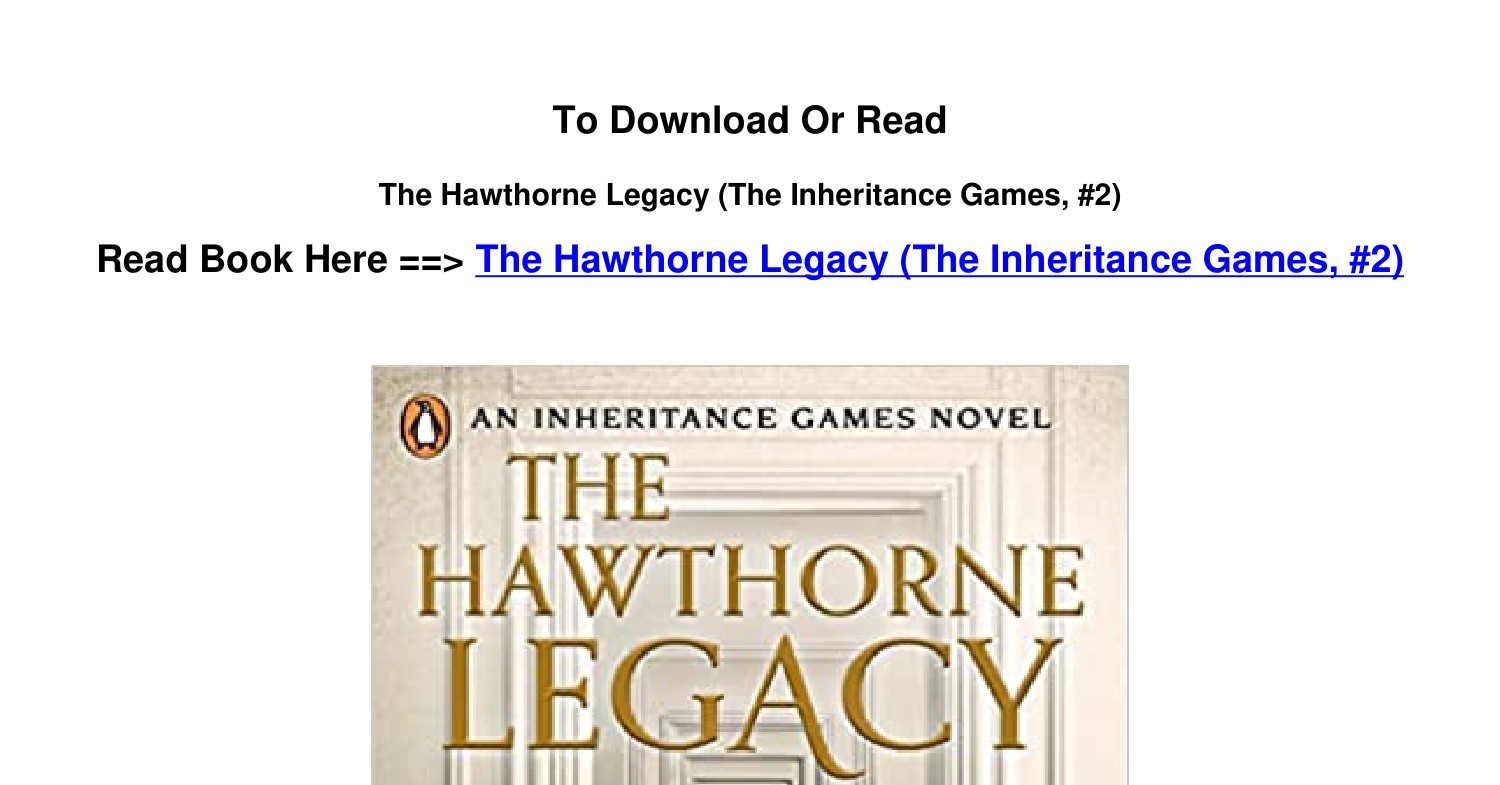 EPUB Download The Hawthorne Legacy The Inheritance Games 2 by Jennifer ...