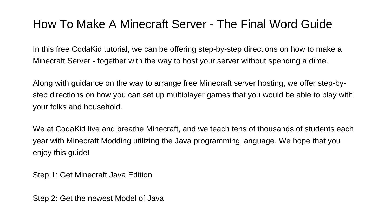 How To Make A Minecraft Server The Final Word Guidenliwm.pdf.pdf | DocDroid