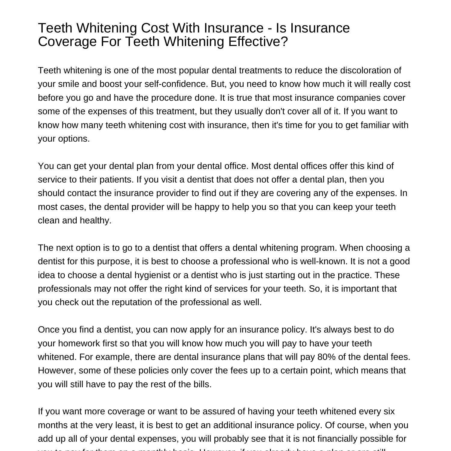 Teeth Whitening Cost With Insurance Is Insurance Coverage For Teeth Whitening Effectivejsfdt.pdf ...