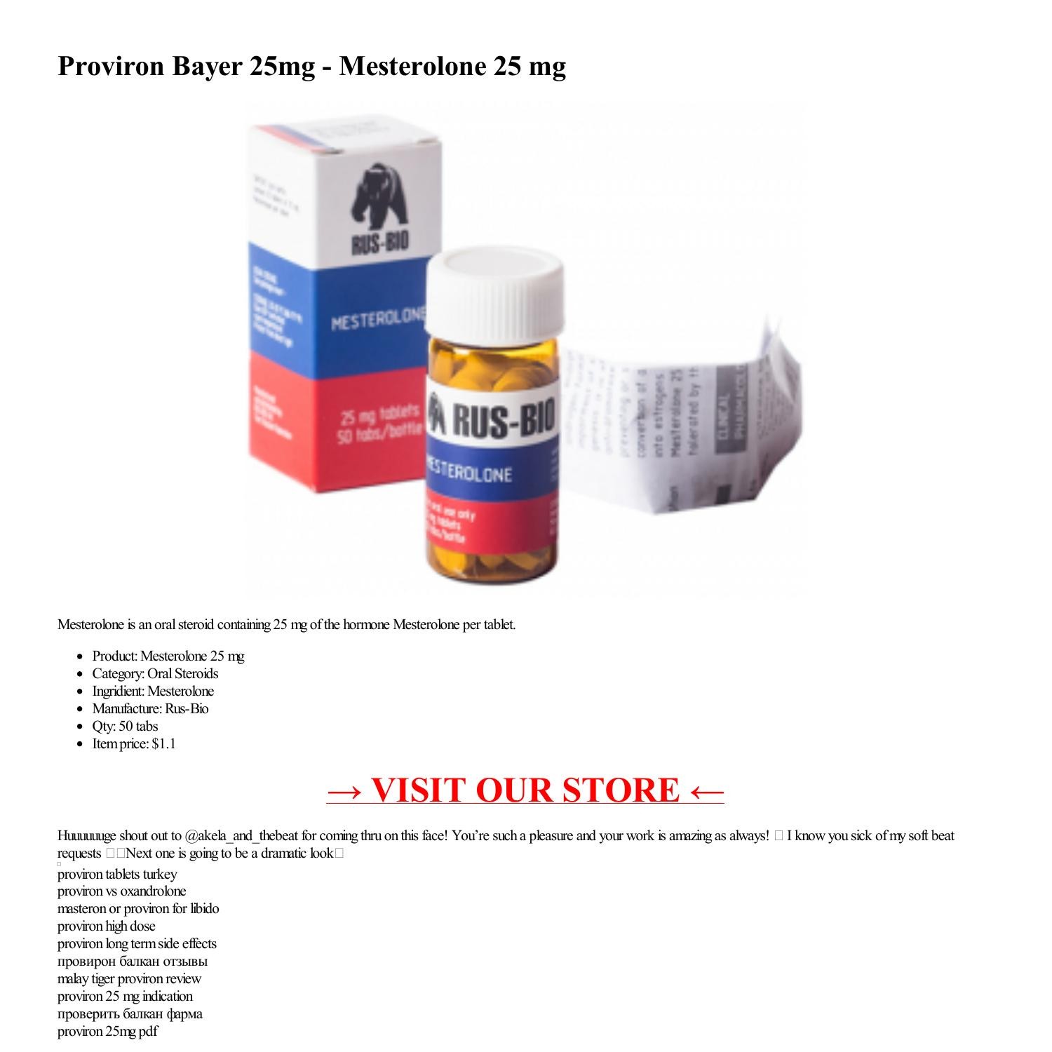 Proviron Bayer 25mg - Mesterolone 25 mg 50 tabs -html.pdf | DocDroid