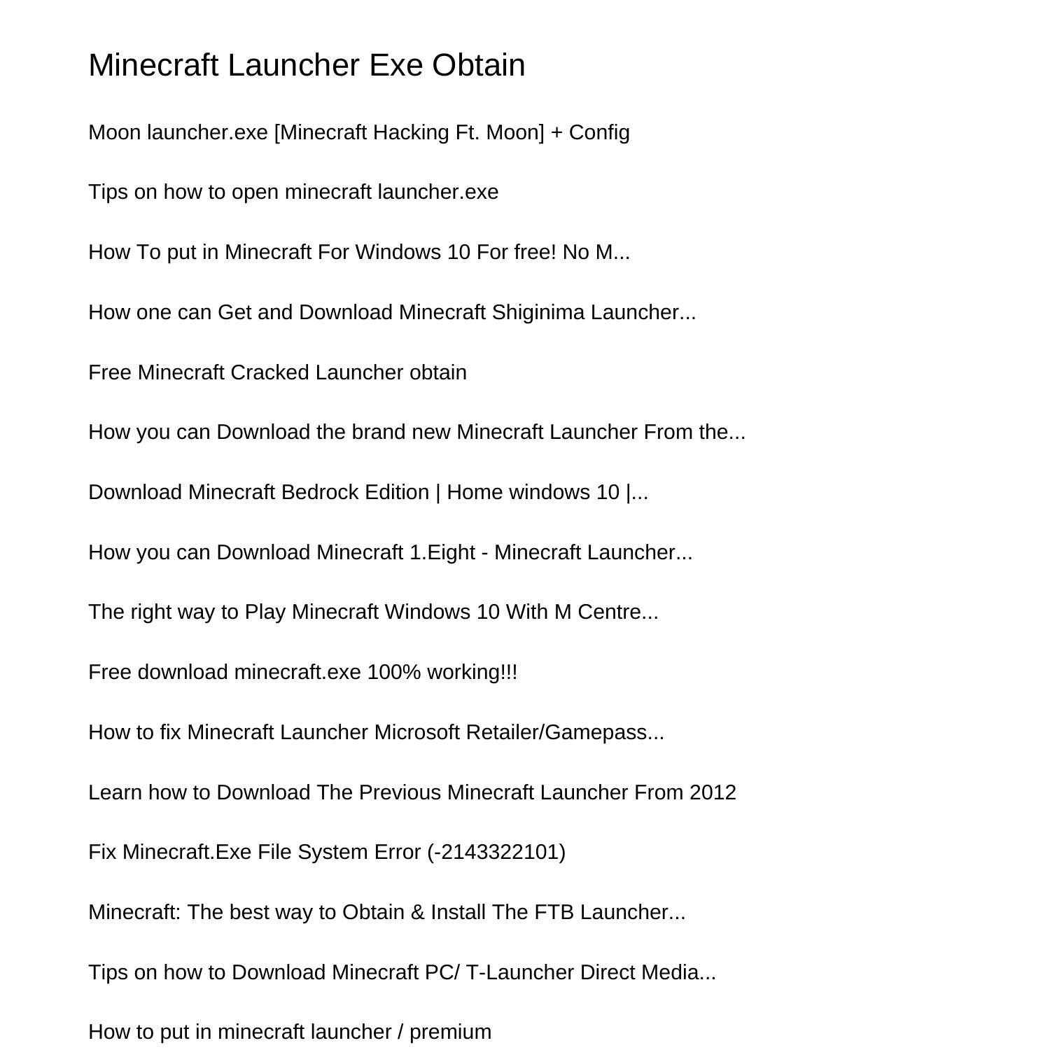 Minecraft Launcher Exe Obtainuiwlt.pdf.pdf | DocDroid