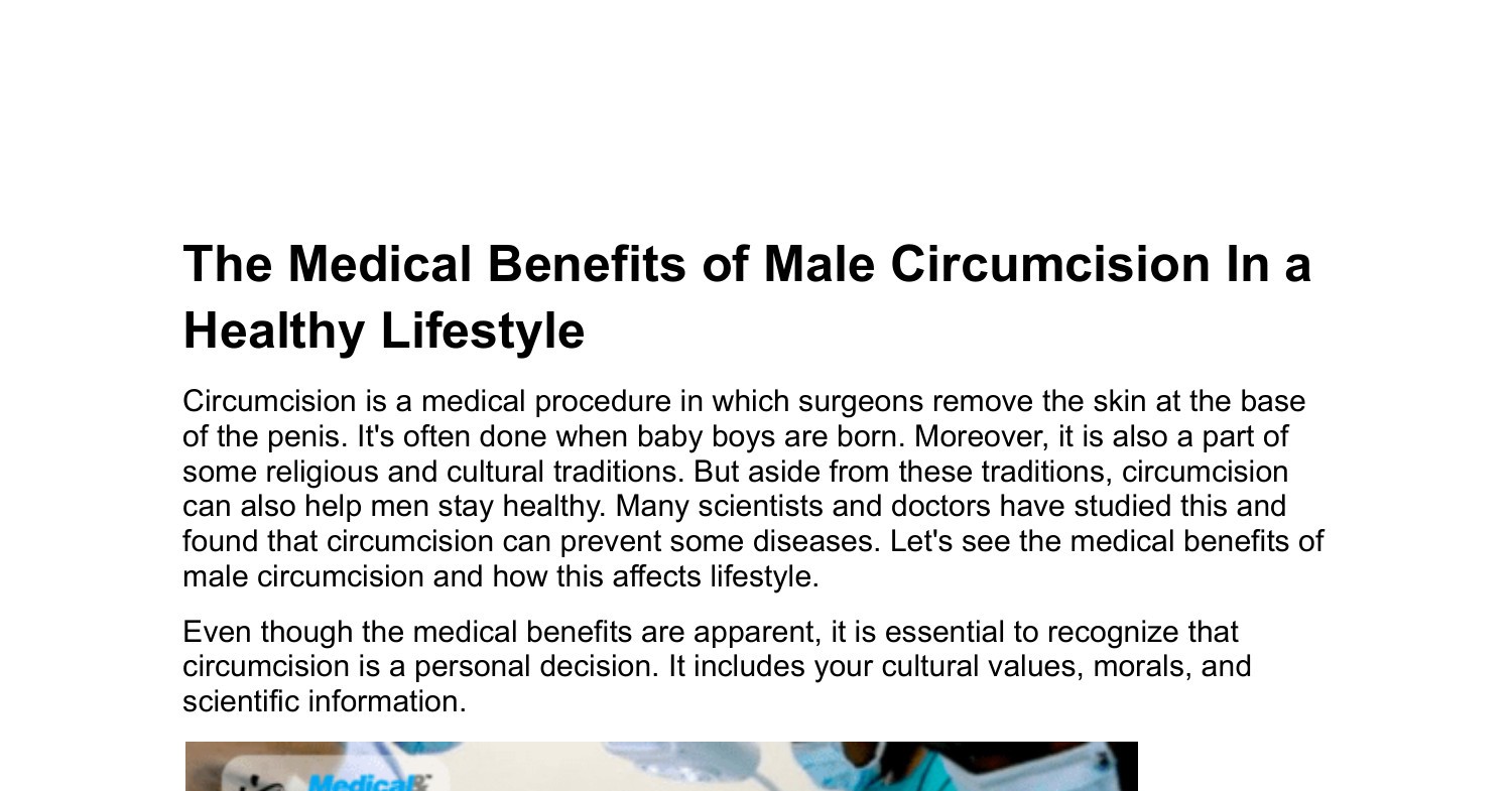 The medical benefits of male circumcision in a healthy lifestyle (1 ...