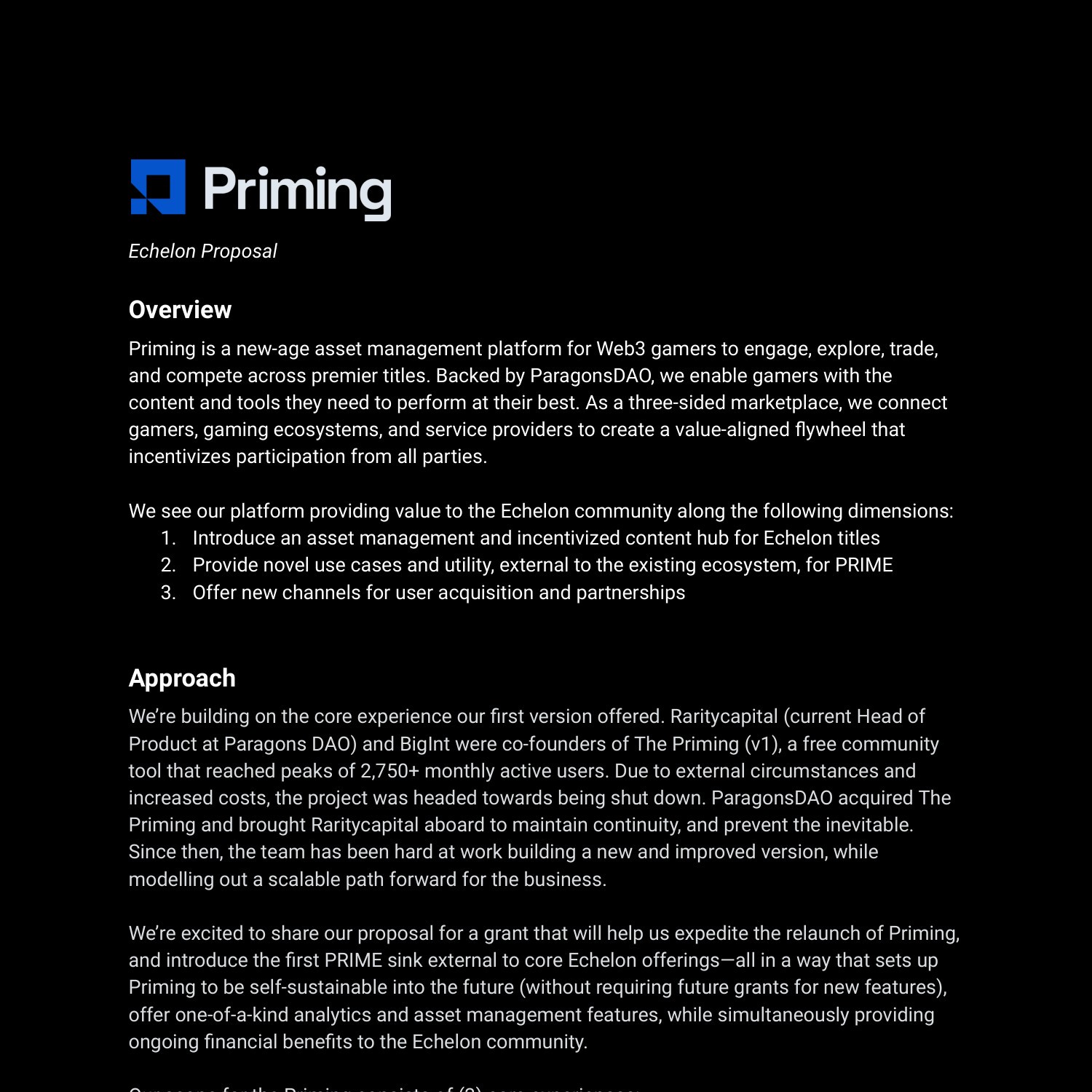 Priming.xyz - Echelon Proposal.pdf | DocDroid