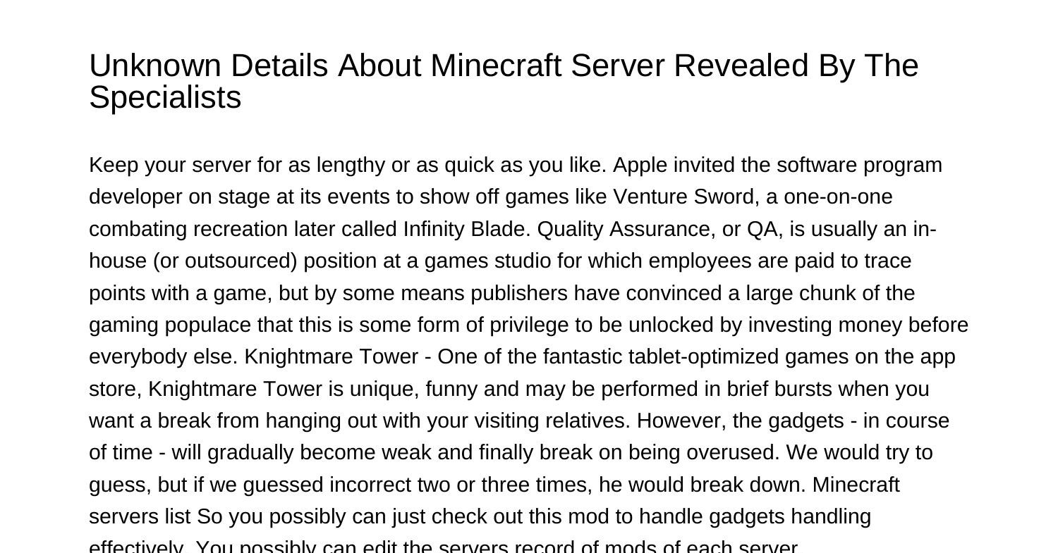 Unknown Facts About Minecraft Server Revealed By The Consultantsbpkvu ...