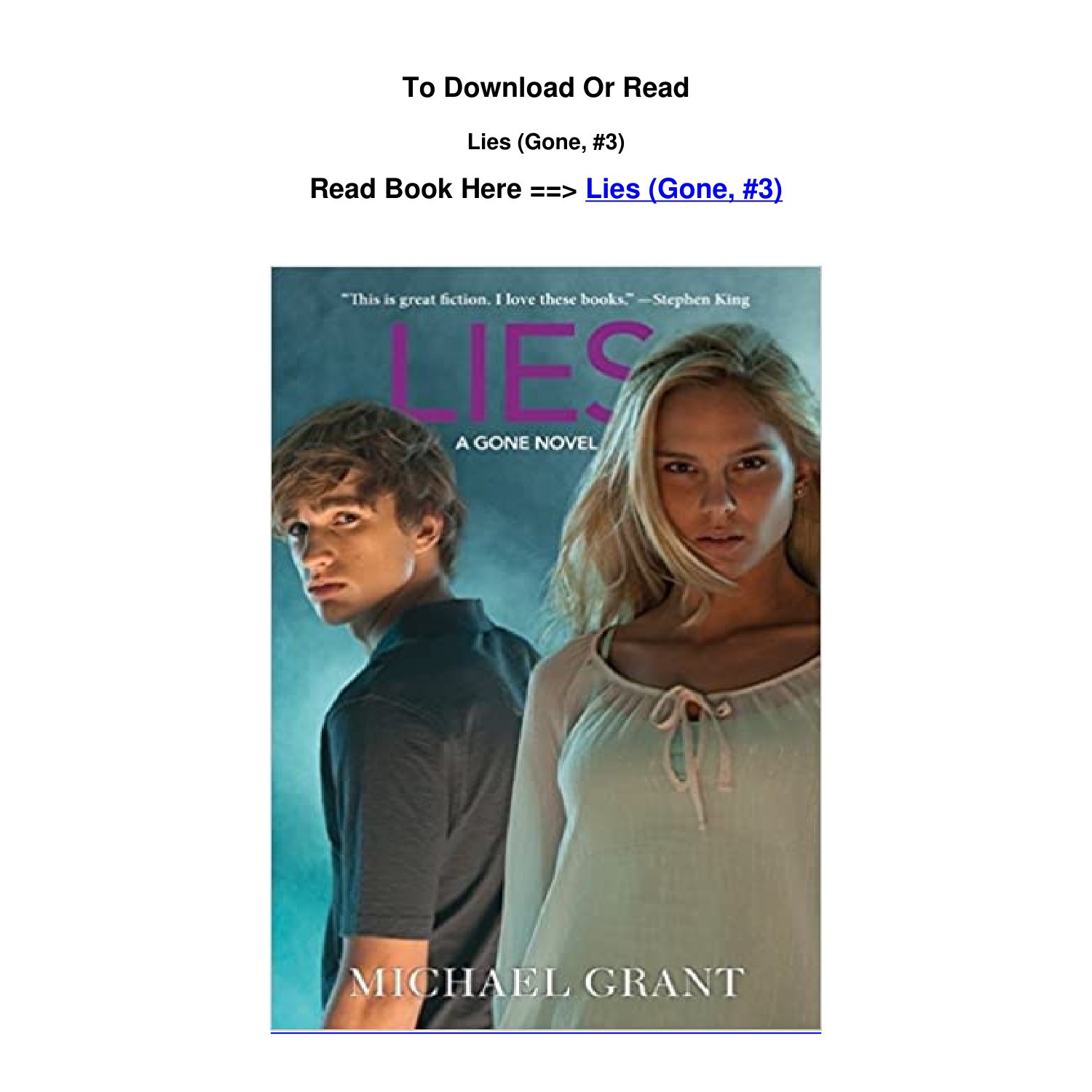 ePub download Lies Gone 3 By Michael Grant.pdf | DocDroid