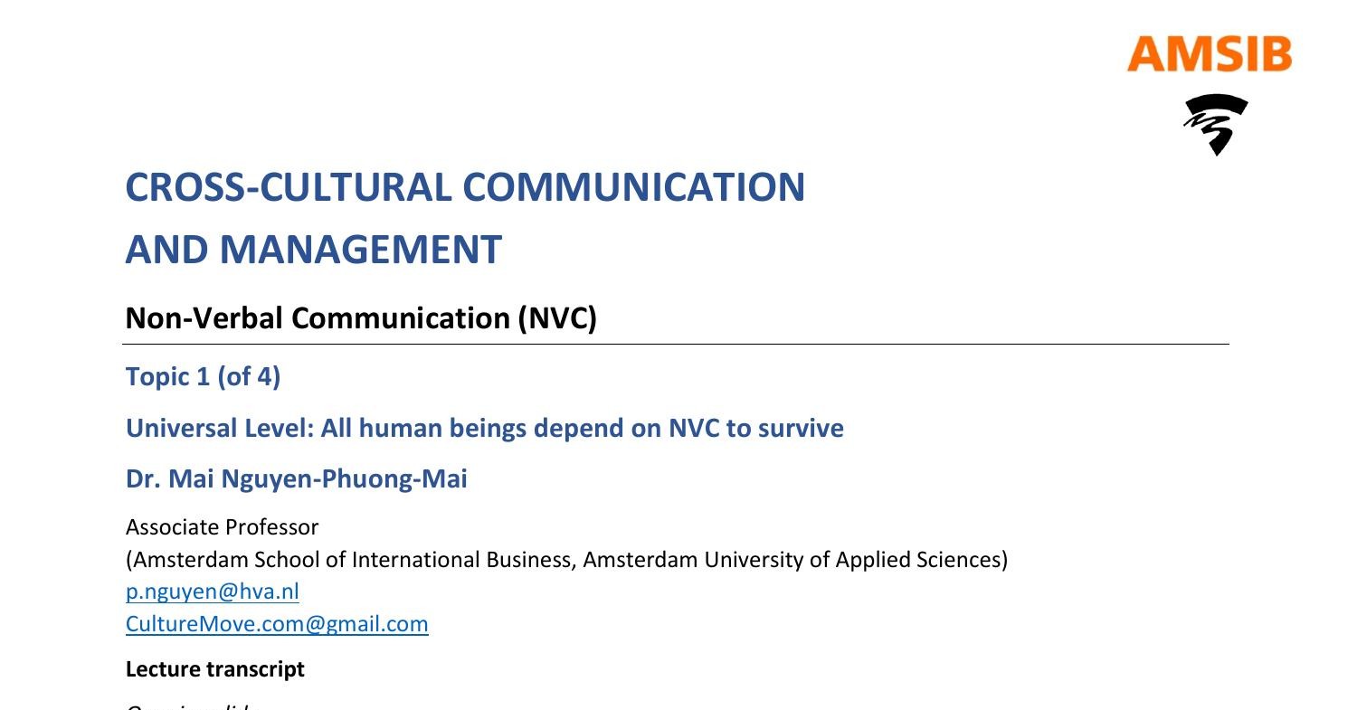 Non-verbal Communication. Topic 1 (of 4). Lecture transcript.pdf | DocDroid