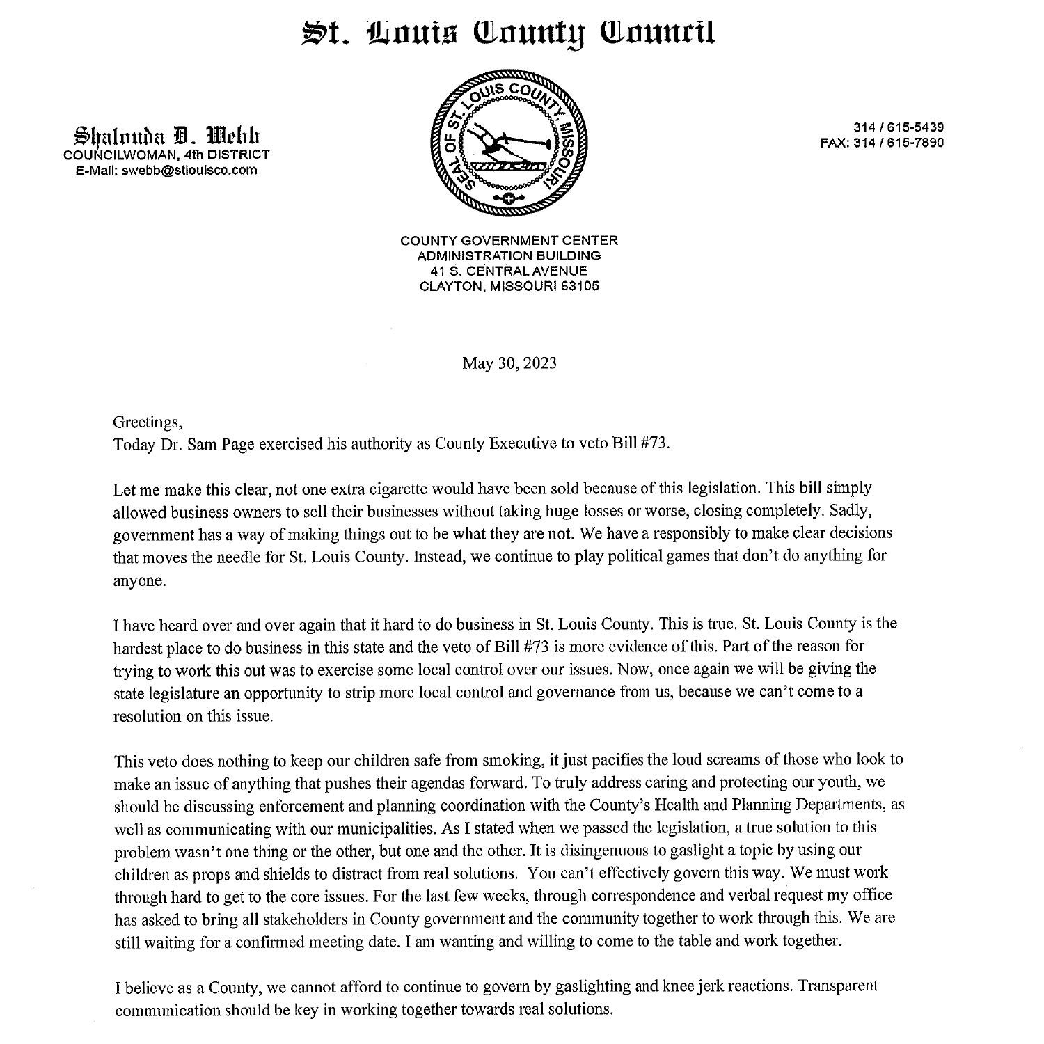 Letter re Veto of Bill 73 - Tobacco Ordinance.pdf | DocDroid