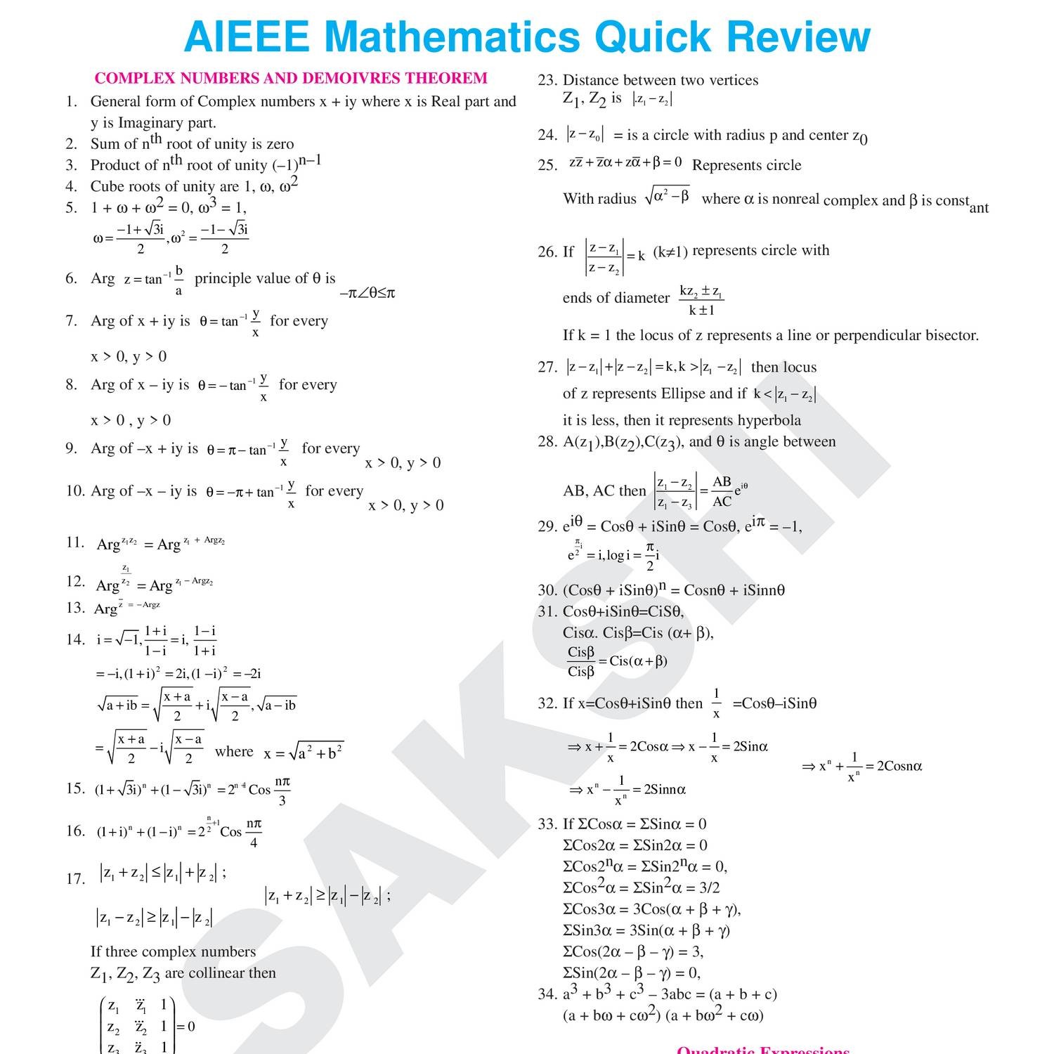 Math 12 Formula Sheet Riset