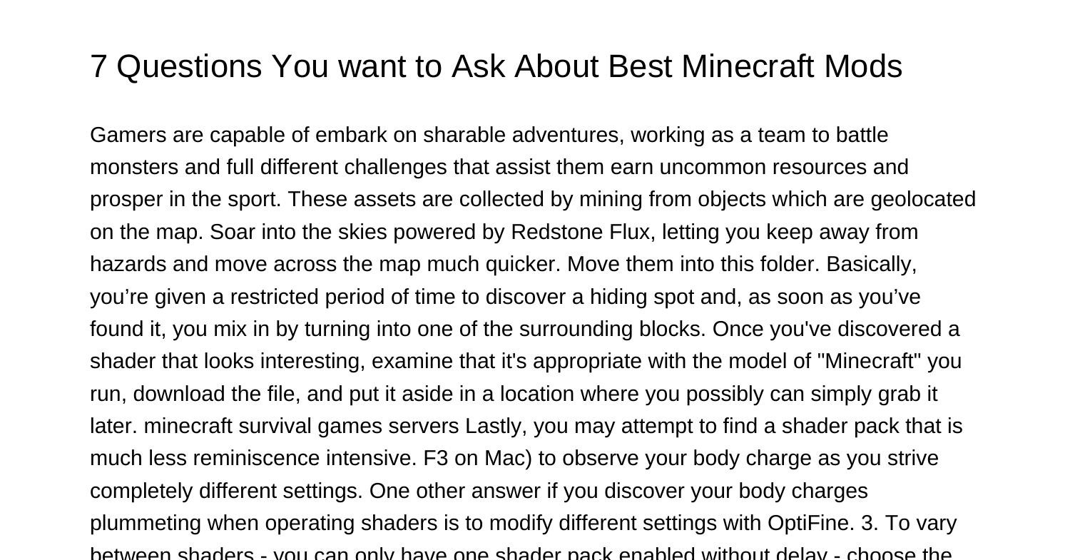 7 Questions Its good to Ask About Best Minecraft Modsklchw.pdf.pdf ...