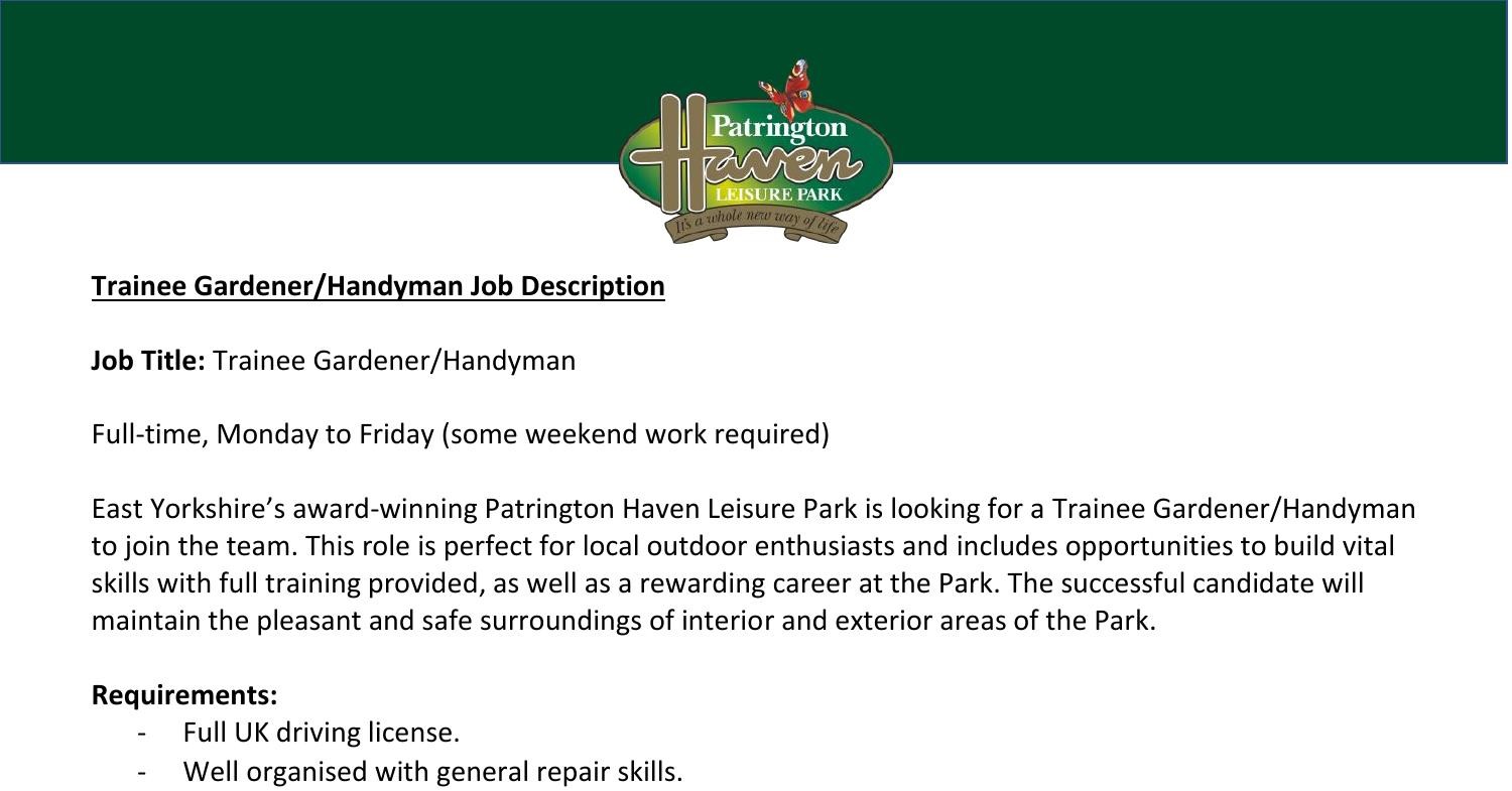 Trainee Gardener Handyman Job Description.pdf | DocDroid