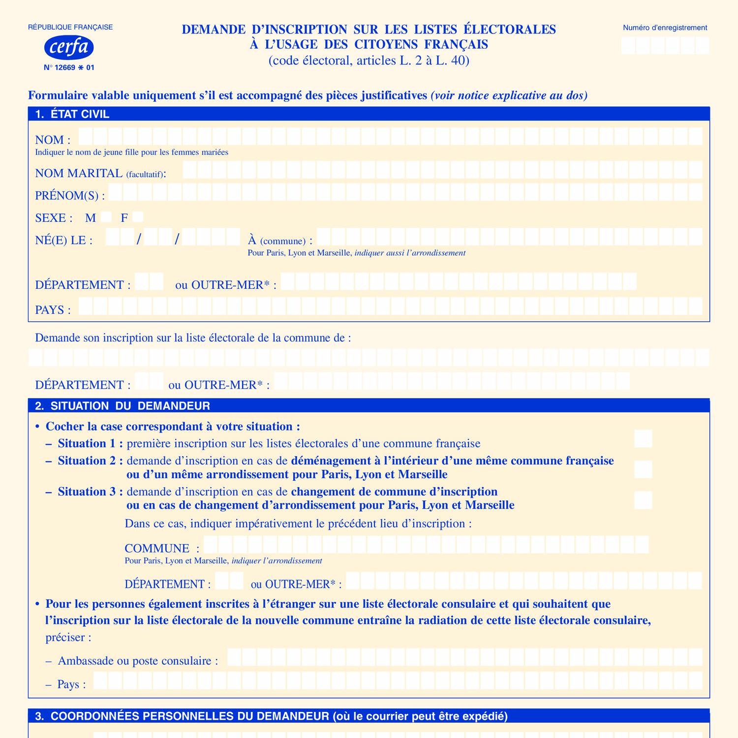 Cerfa M0 16277 01 , Comment remplir le cerfa M0 – DOEURY