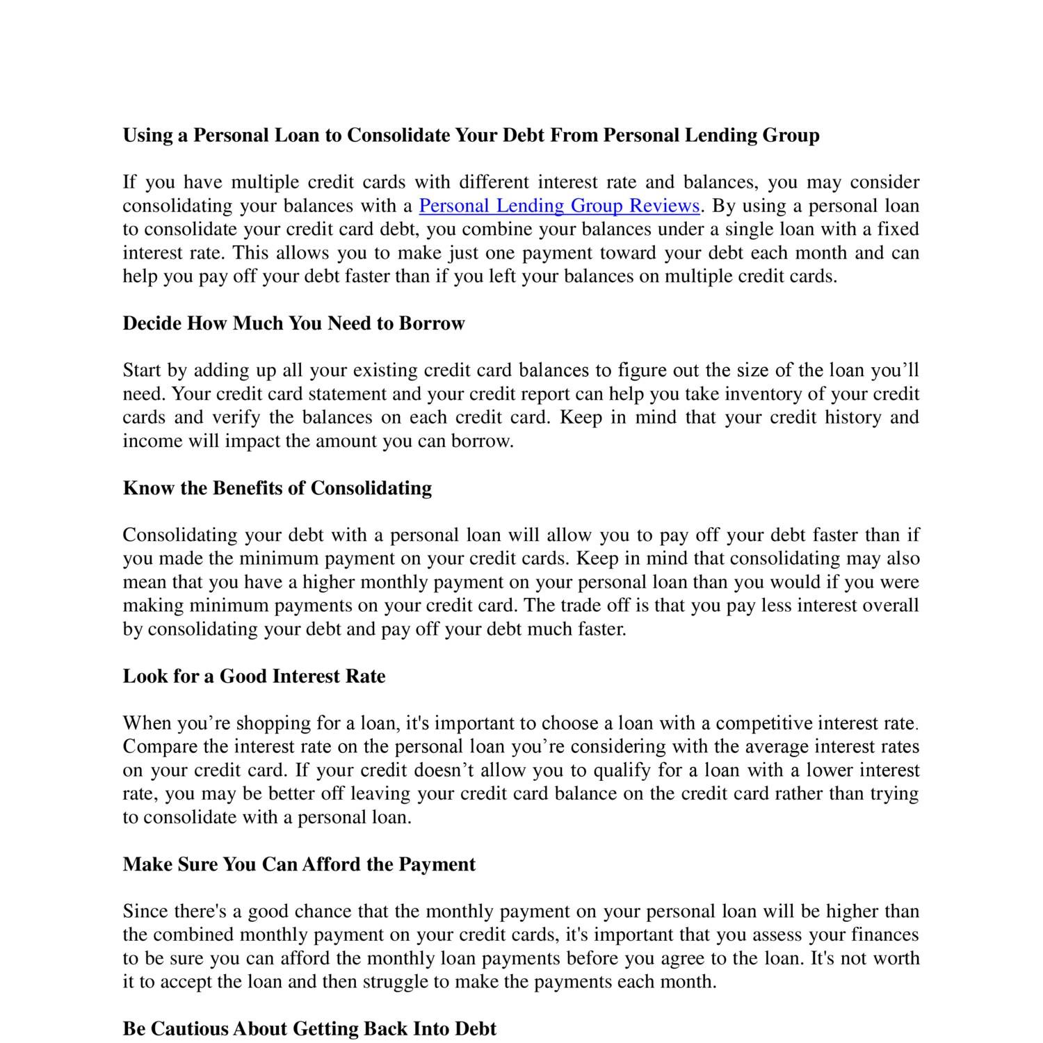 Personal Lending Group Reviews.doc | DocDroid