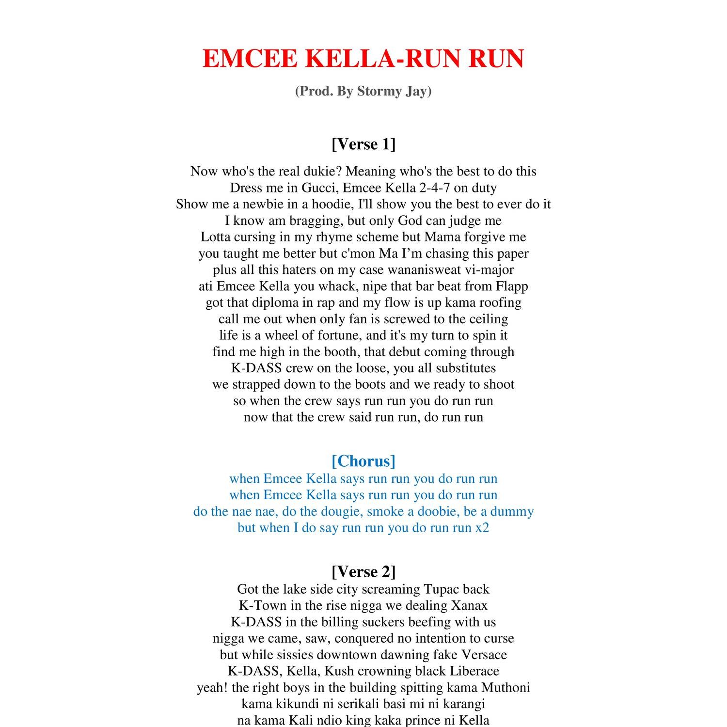 Emcee Kella-Run Run lyrics.pdf | DocDroid