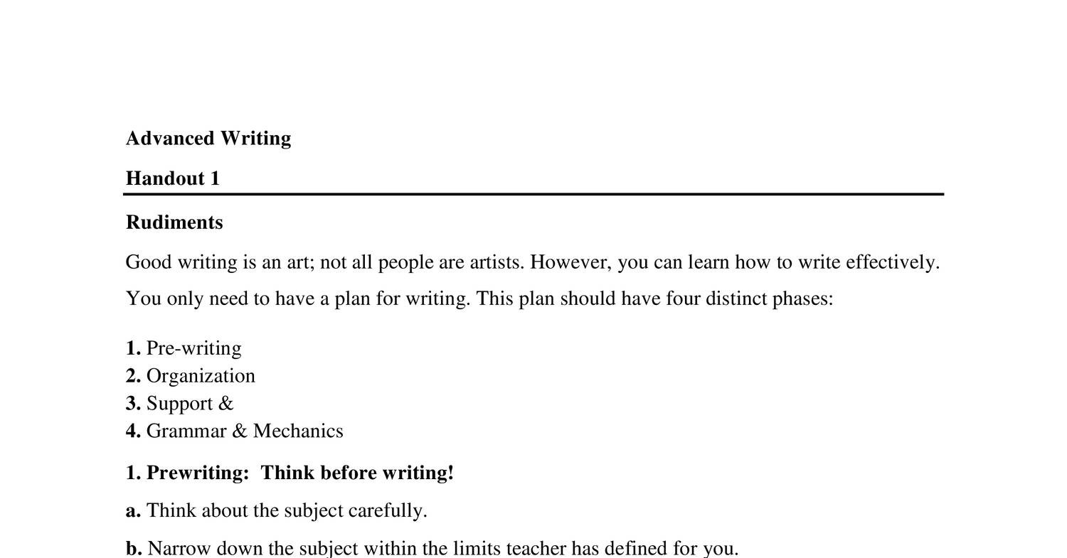 Advanced Writing-- Handout 1.docx | DocDroid