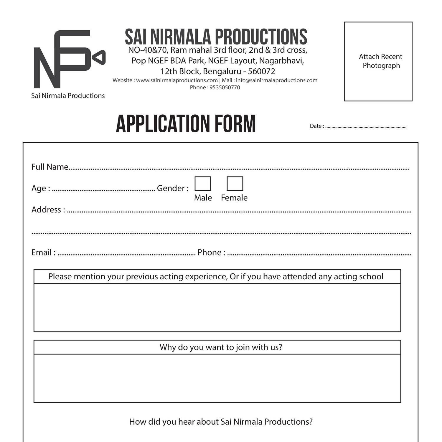 Sai Nirmala Productions Application Form.pdf | DocDroid