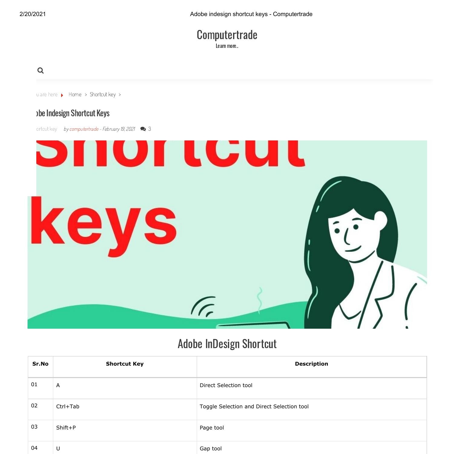 Adobe indesign shortcut keys - Computertrade.pdf | DocDroid