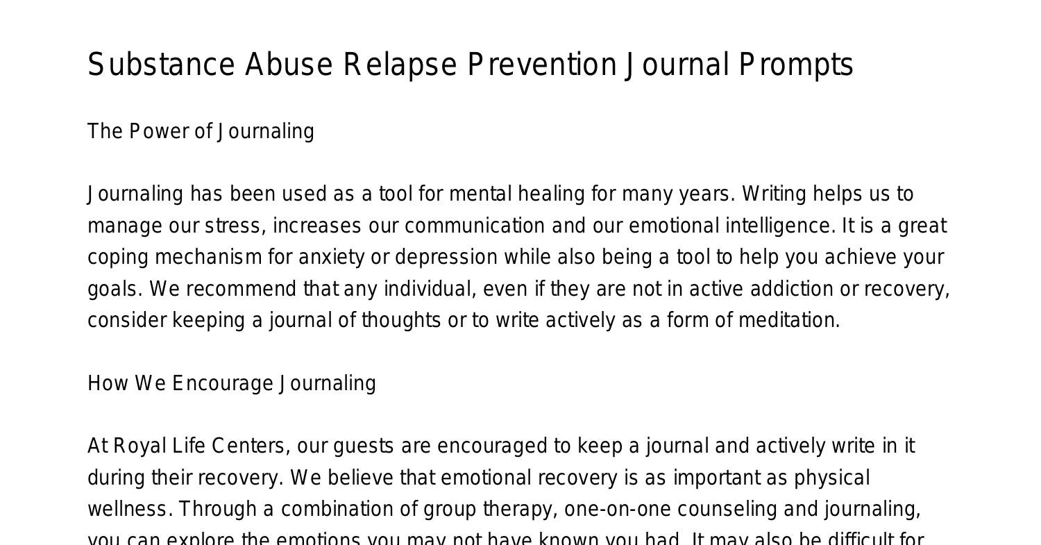 Substance Abuse Relapse Prevention Journal Promptsjwvli.pdf.pdf | DocDroid