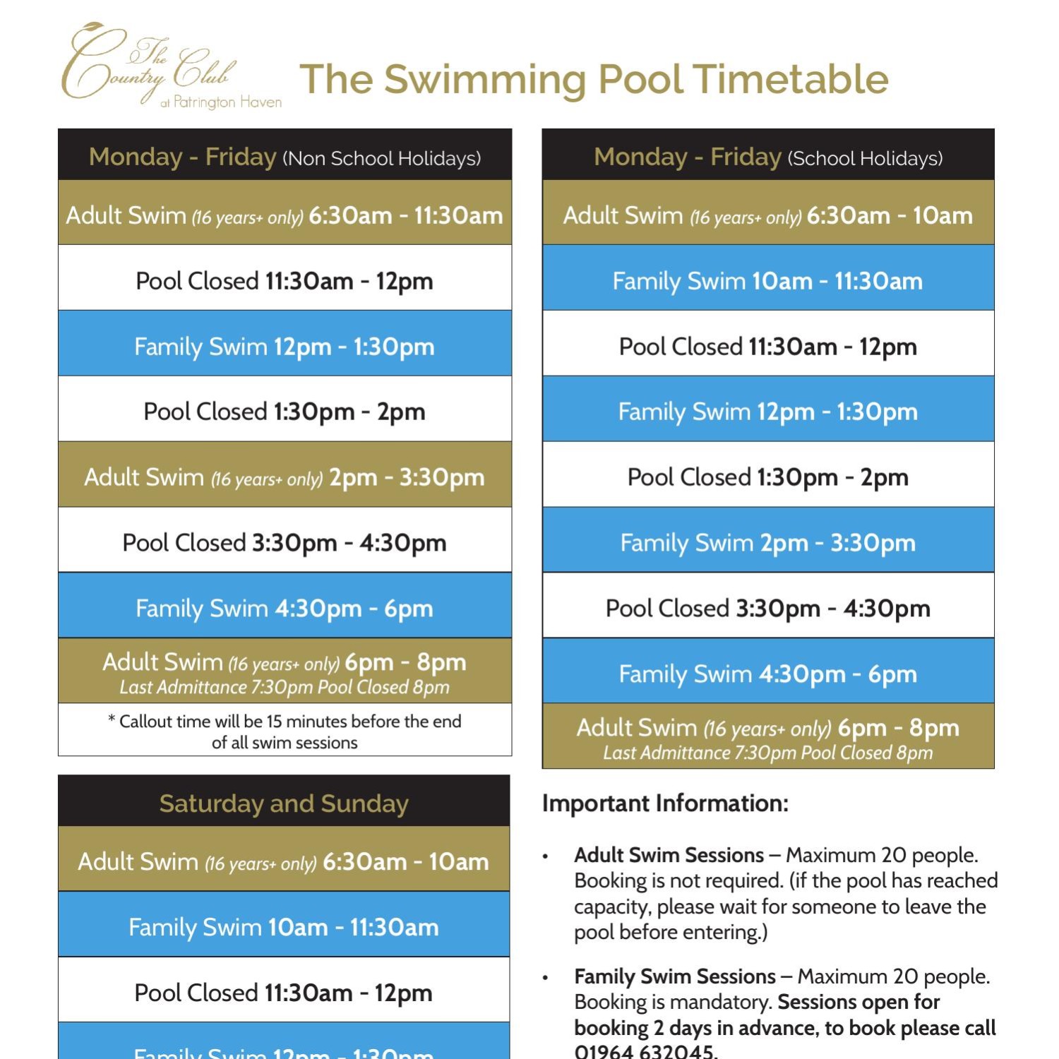 Country Club Swimming Pool Timetable.pdf | DocDroid