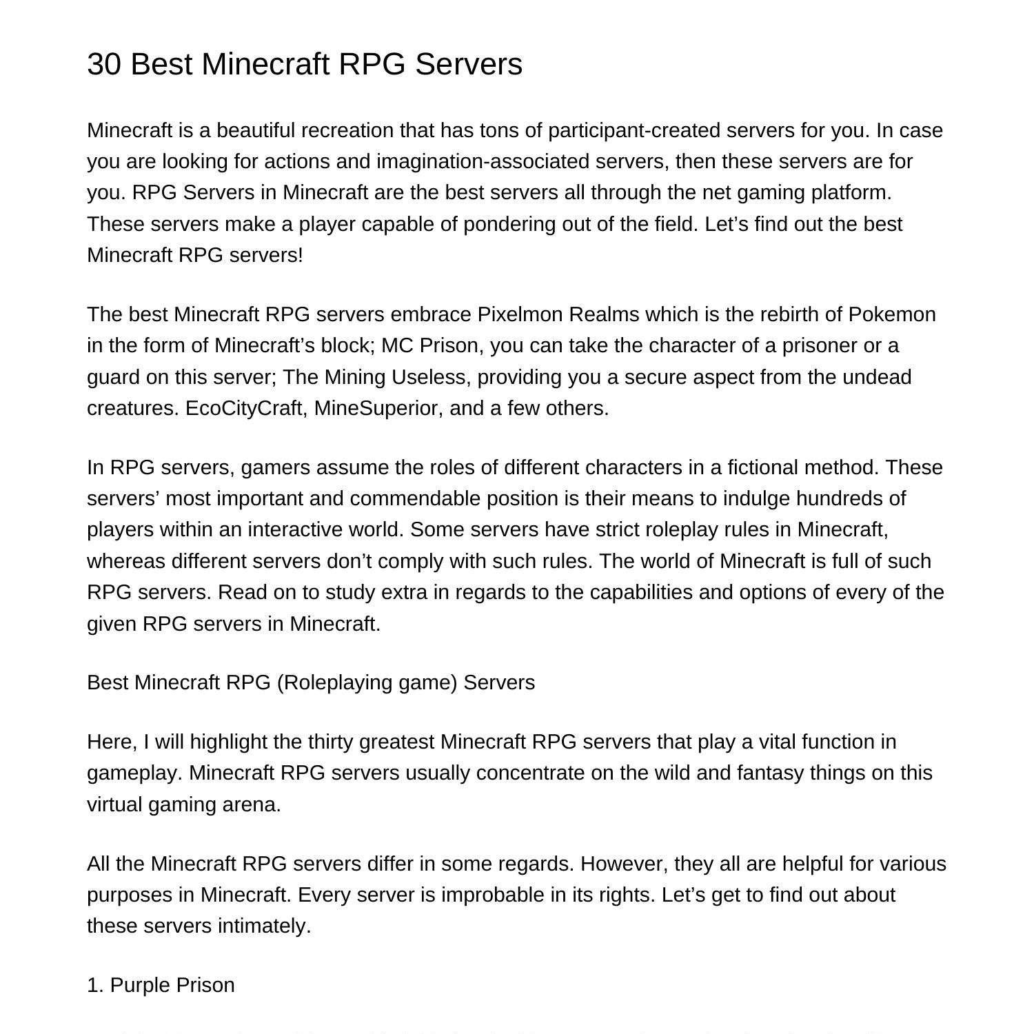 30 Greatest Minecraft RPG Serverswaupw.pdf.pdf | DocDroid