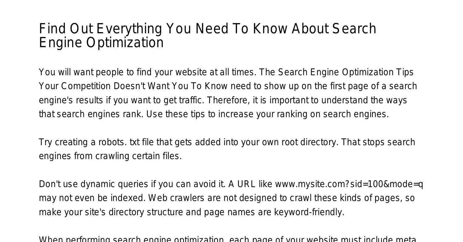 Find Out Everything You Need To Know About Search Engine ...