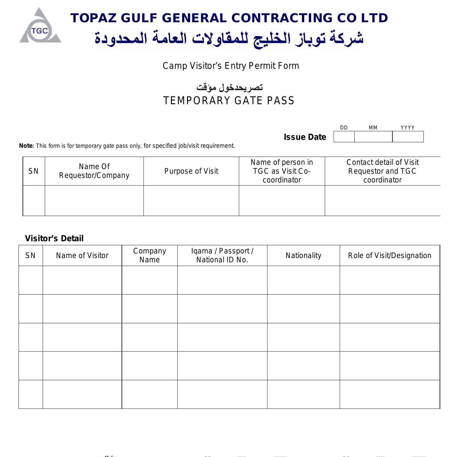 TGC Camp Entry Permit Form.pdf | DocDroid