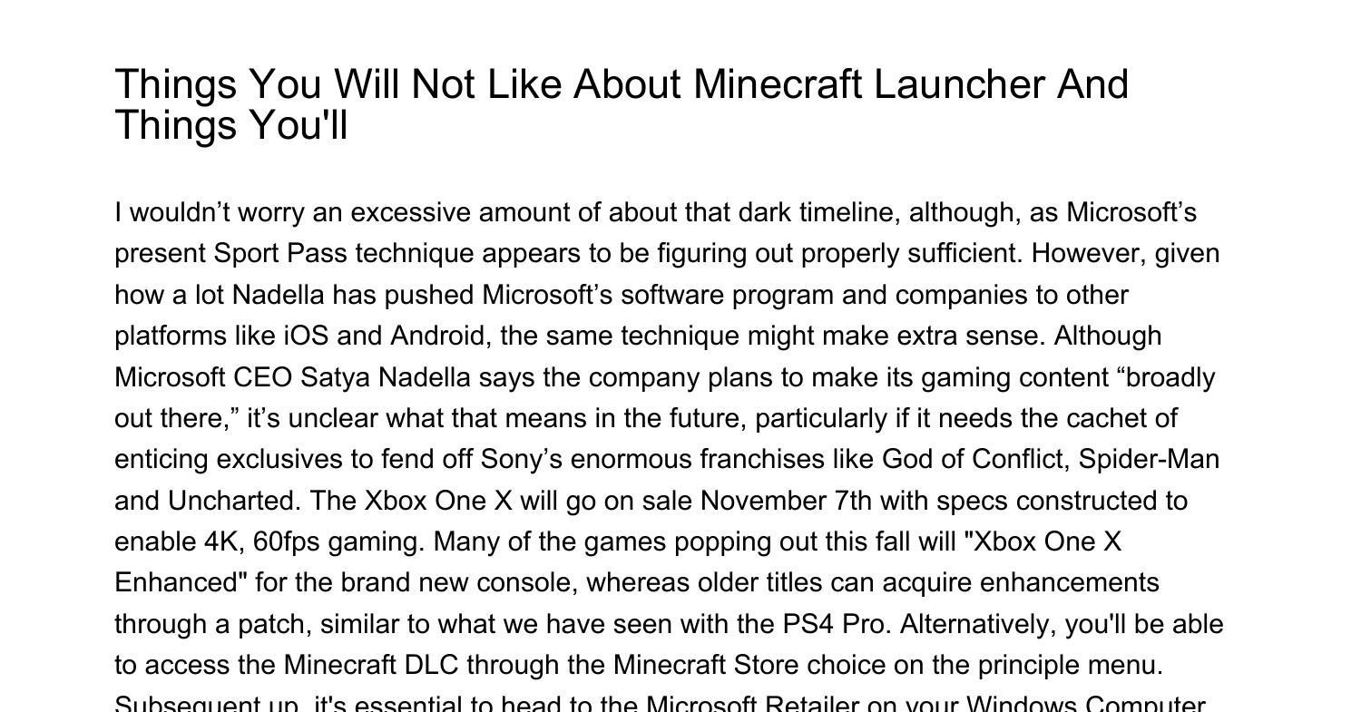 Issues You Will Not Like About Minecraft Launcher And Things Youllvnzkx ...