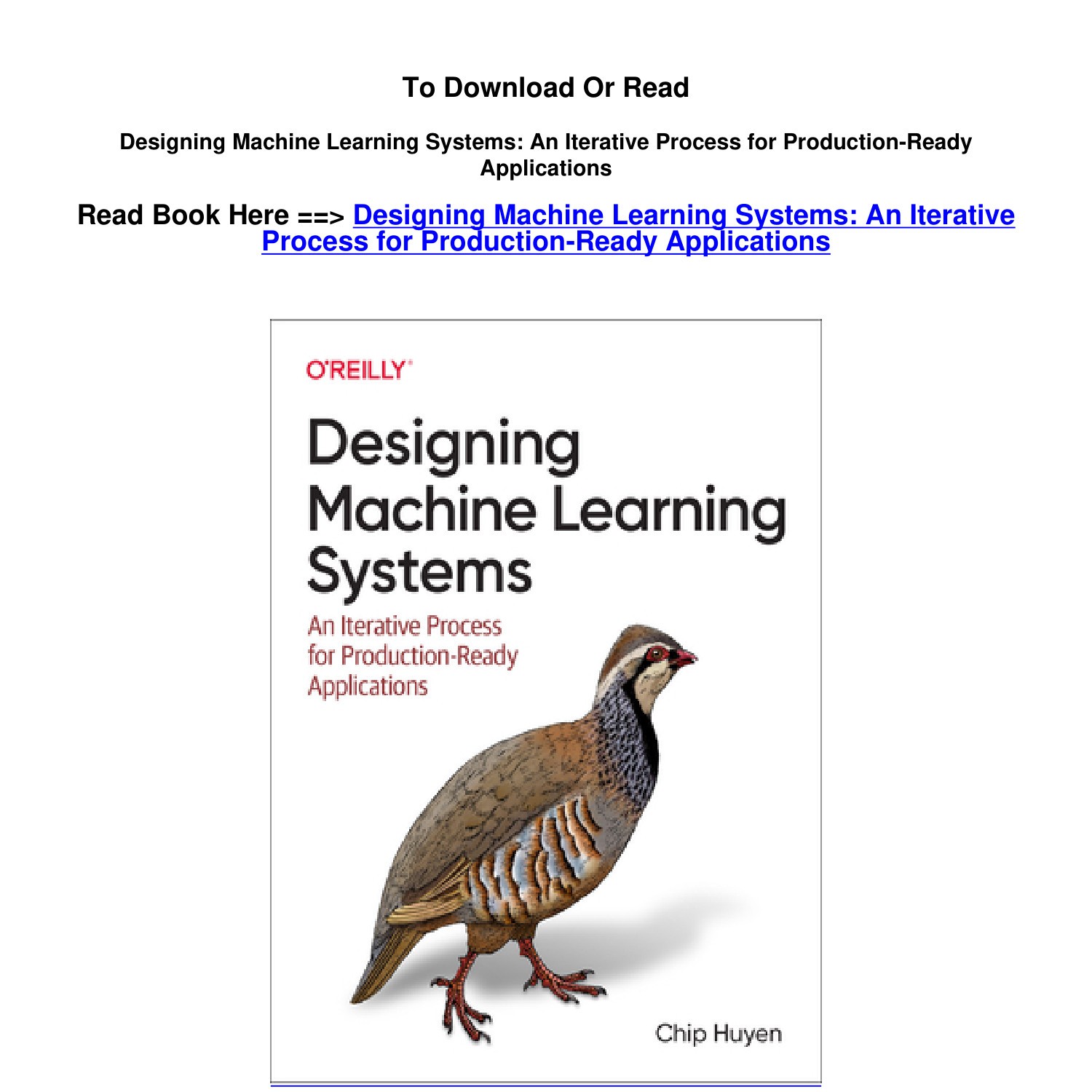 DOWNLOAD Pdf Designing Machine Learning Systems An Iterative Process for .pdf | DocDroid