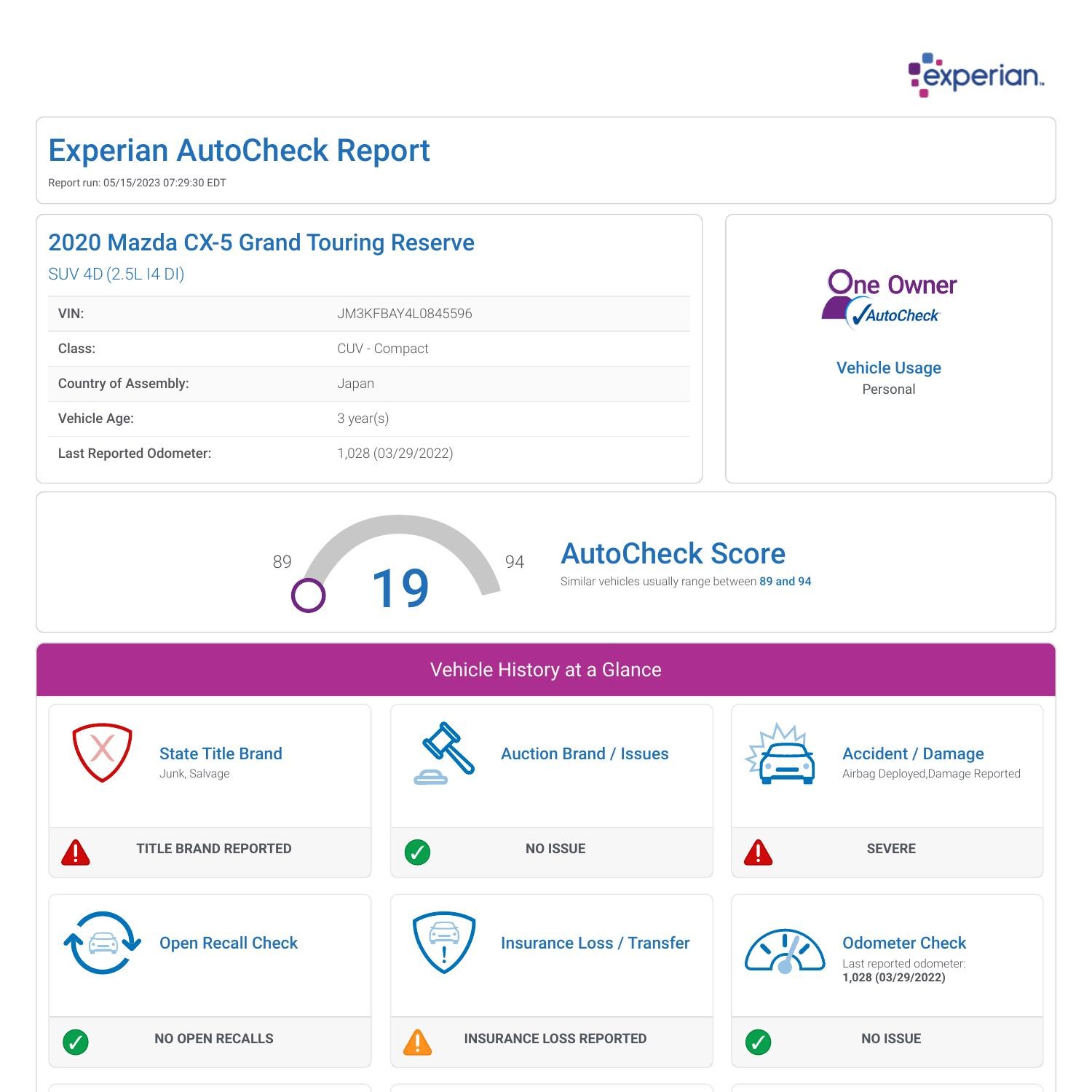 Welcome to AutoCheck - Full Report.pdf | DocDroid
