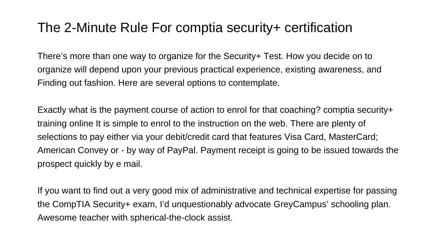 The 2Minute Rule For comptia security certificationcries.pdf.pdf | DocDroid