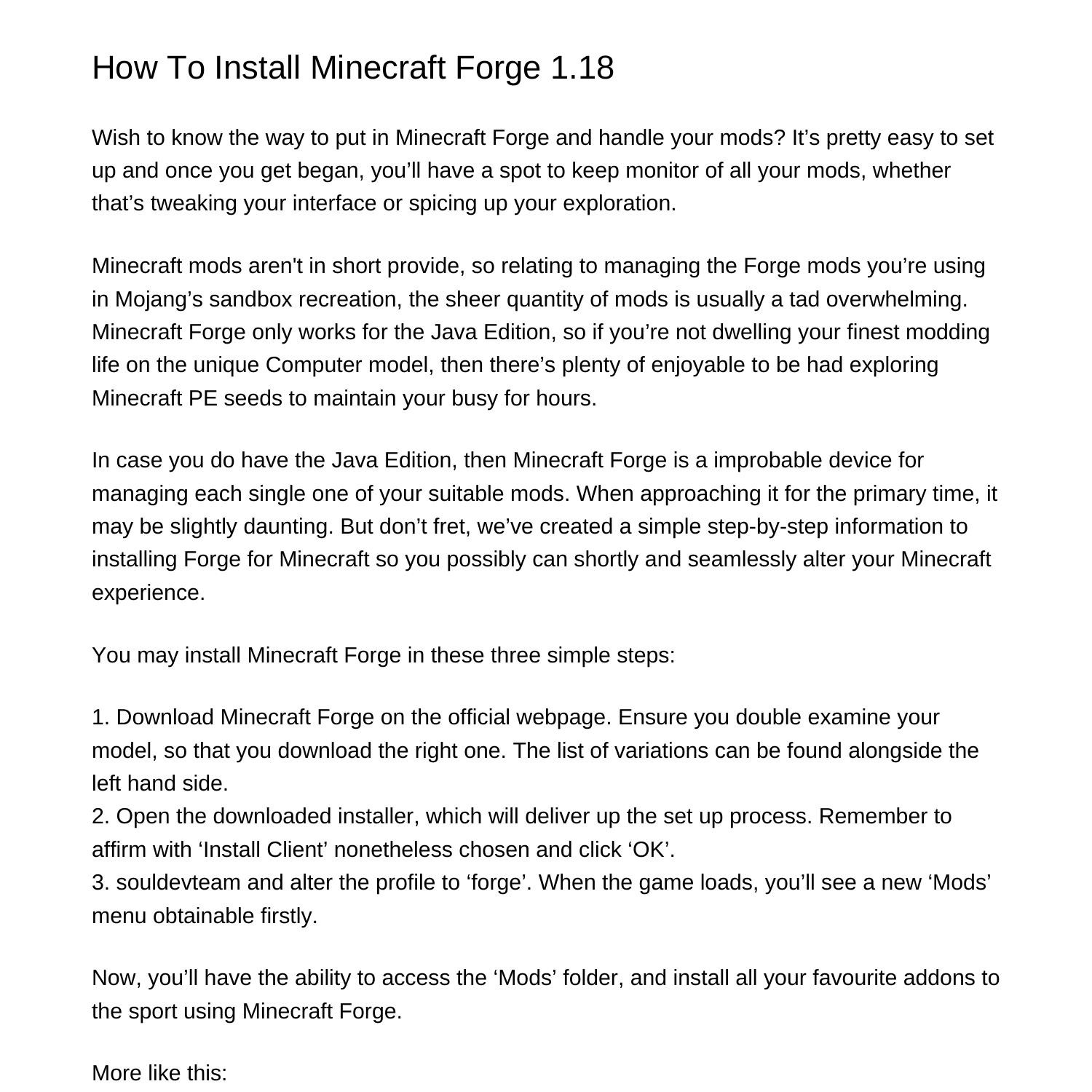 How To Put In Minecraft Forge 118ggabg.pdf.pdf | DocDroid