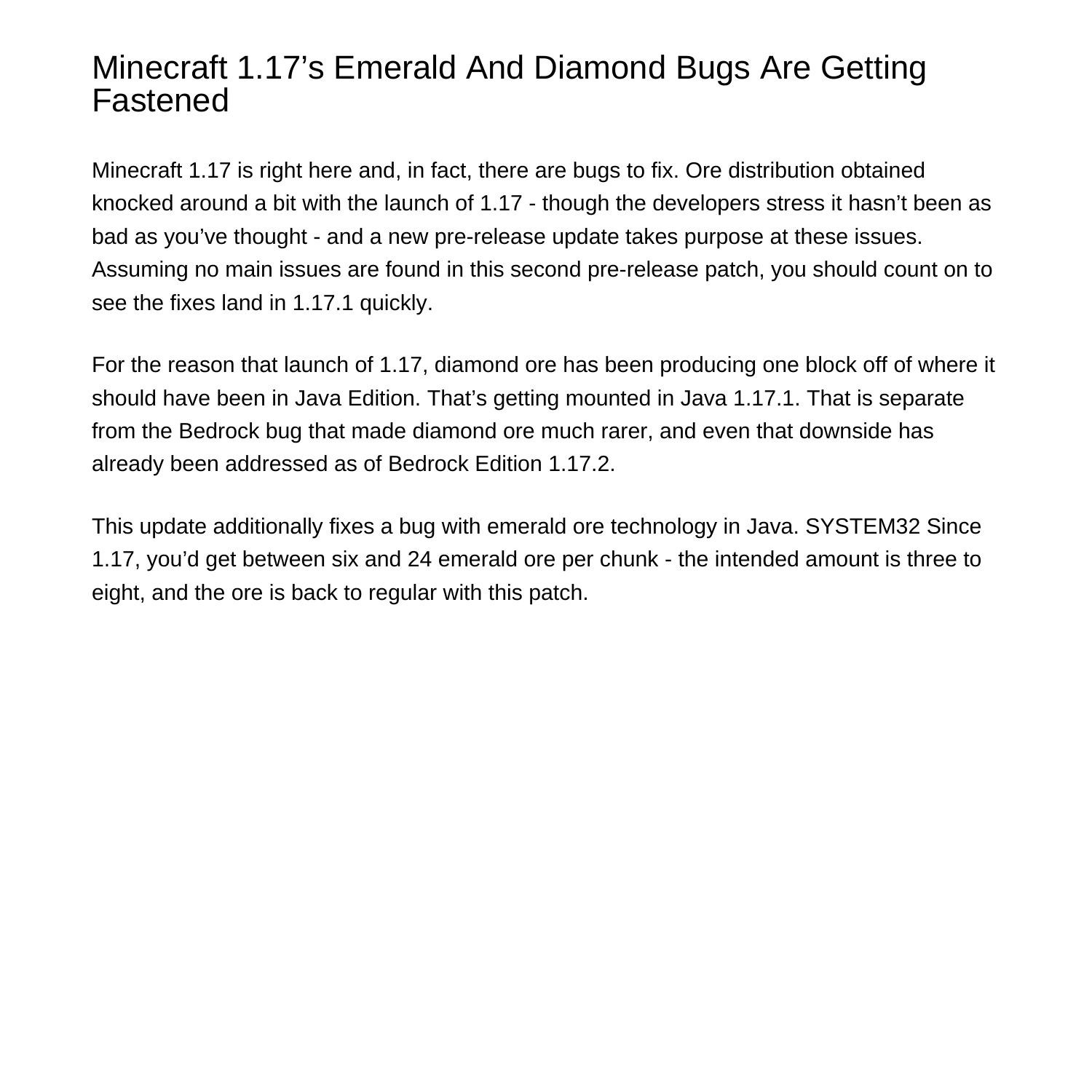 Minecraft 117s Emerald And Diamond Bugs Are Getting Fastenedjczgy.pdf ...