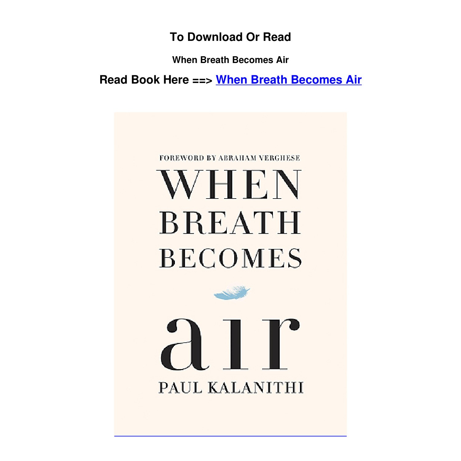 PDF Download When Breath Becomes Air by Paul Kalanithi.pdf | DocDroid