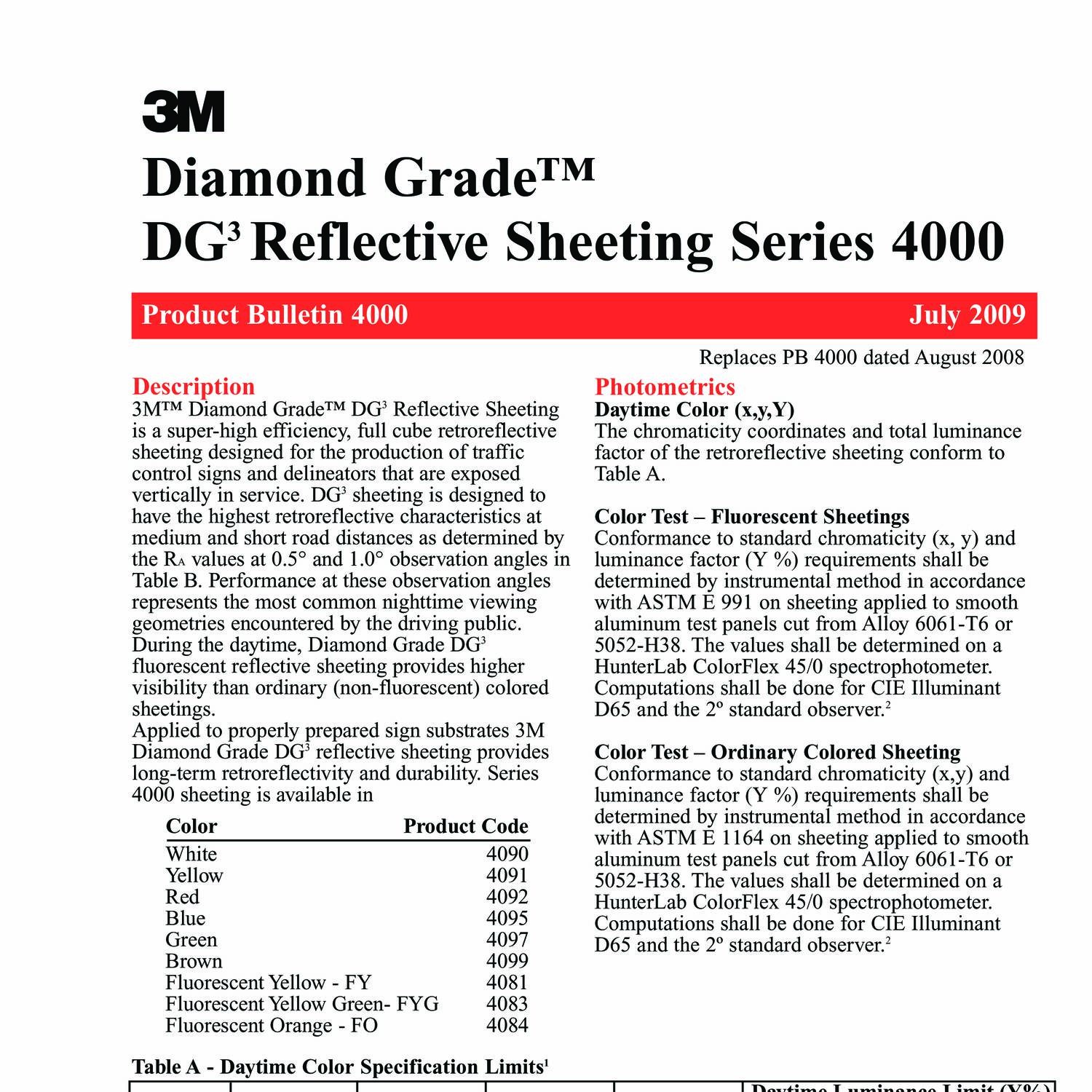 PB 4000 3M™ Diamond Grade™ DG3 Reflective Sheeting - Bulletin.pdf ...