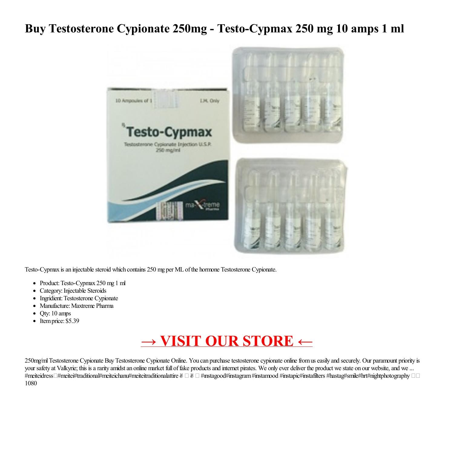 Buy Testosterone Cypionate 250mg Testo-Cypmax 250 mg 10 amps 1 ml-html ...