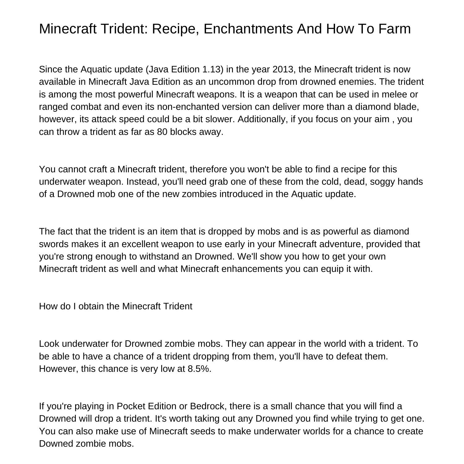 Minecraft Trident Enchantments Recipe And How To Farmjosqc.pdf.pdf ...
