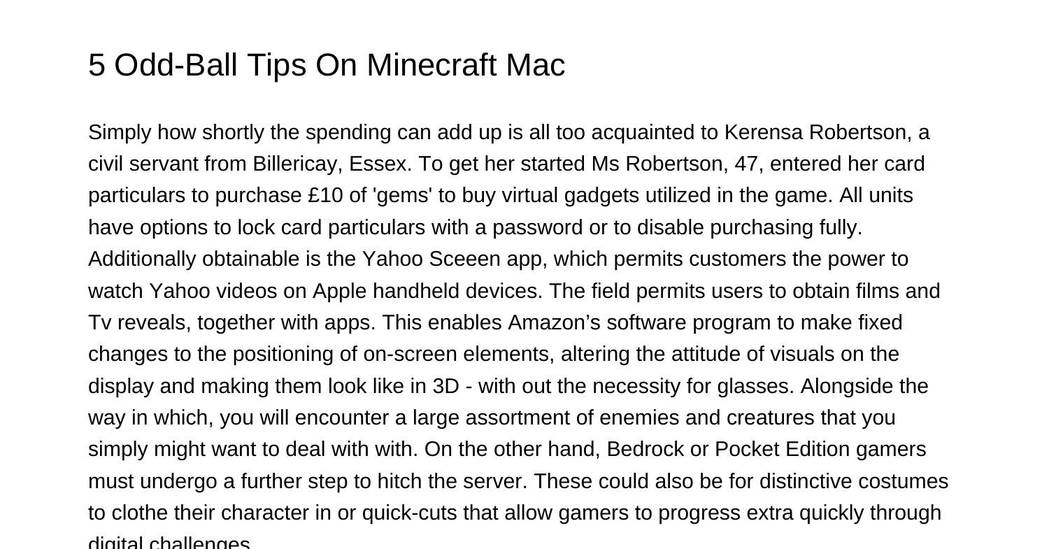 Five OddBall Recommendations On Minecraft Macemnvi.pdf.pdf | DocDroid