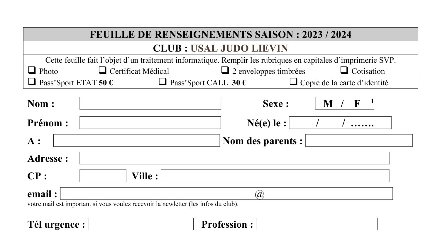 FEUILLE DE RENSEIGNEMENTS SAISON 2023 2024 LIEVIN.pdf | DocDroid