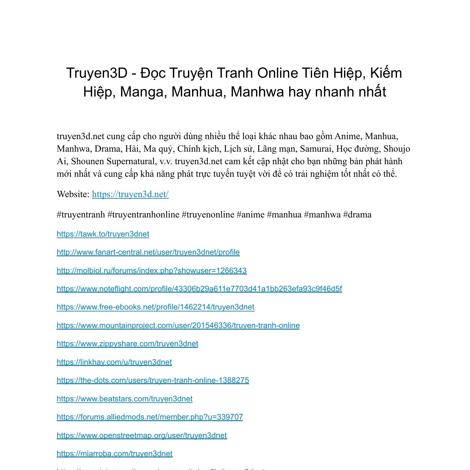 Truyen3D - Đọc Truyện Tranh Online Tiên Hiệp, Kiếm Hiệp, Manga, Manhua, Manhwa hay nhanh nhất ...
