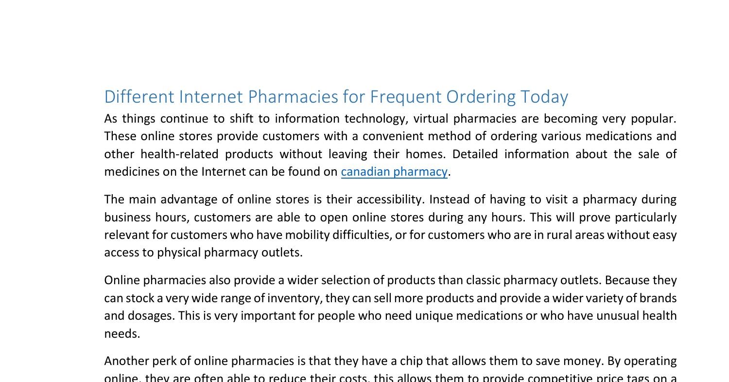Different Internet Pharmacies for Frequent Ordering Today.pdf | DocDroid