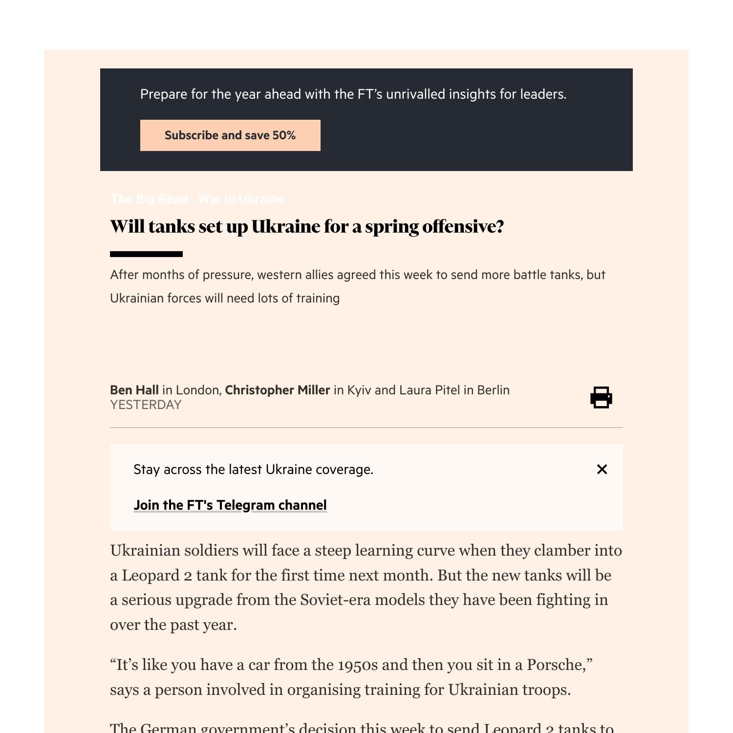 Will tanks set up Ukraine for a spring offensive? | Financial Times.pdf | DocDroid