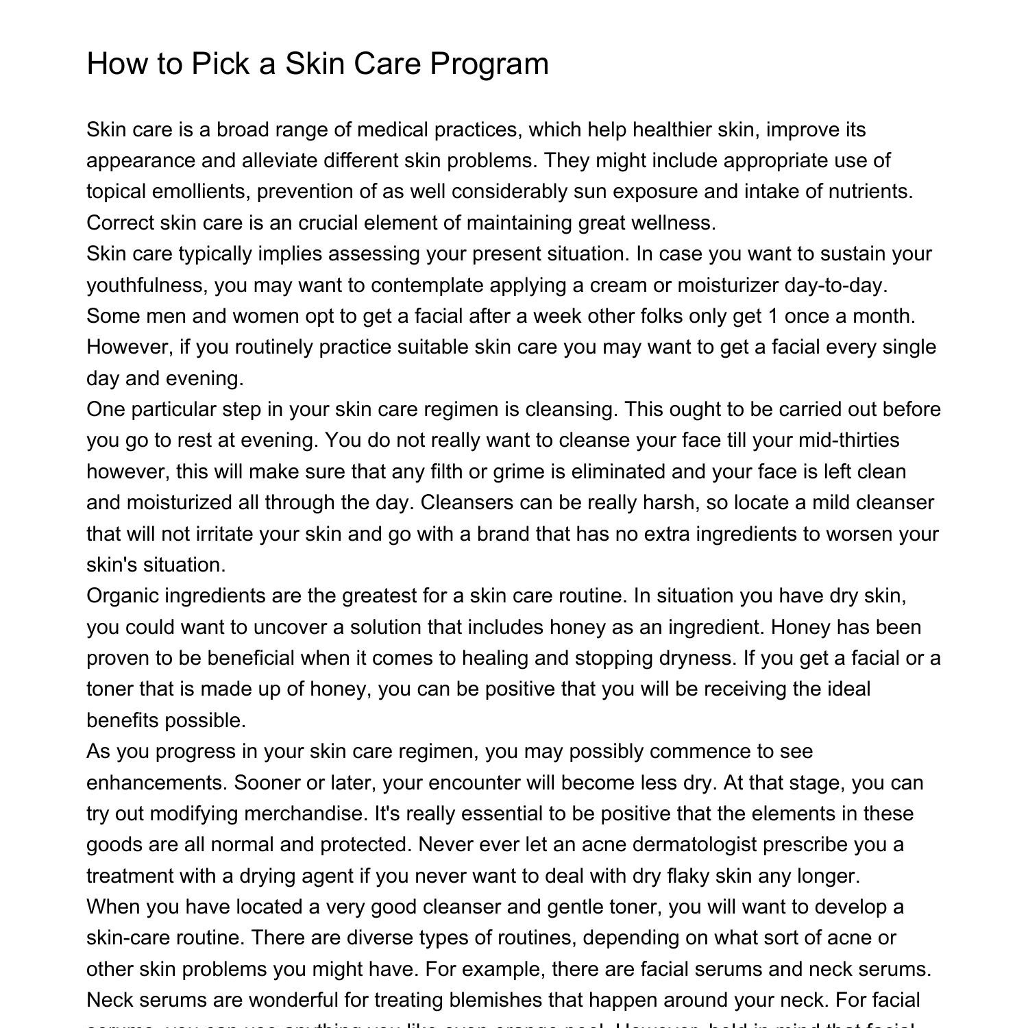 How to Select a Skin Care Programtdrlq.pdf.pdf | DocDroid