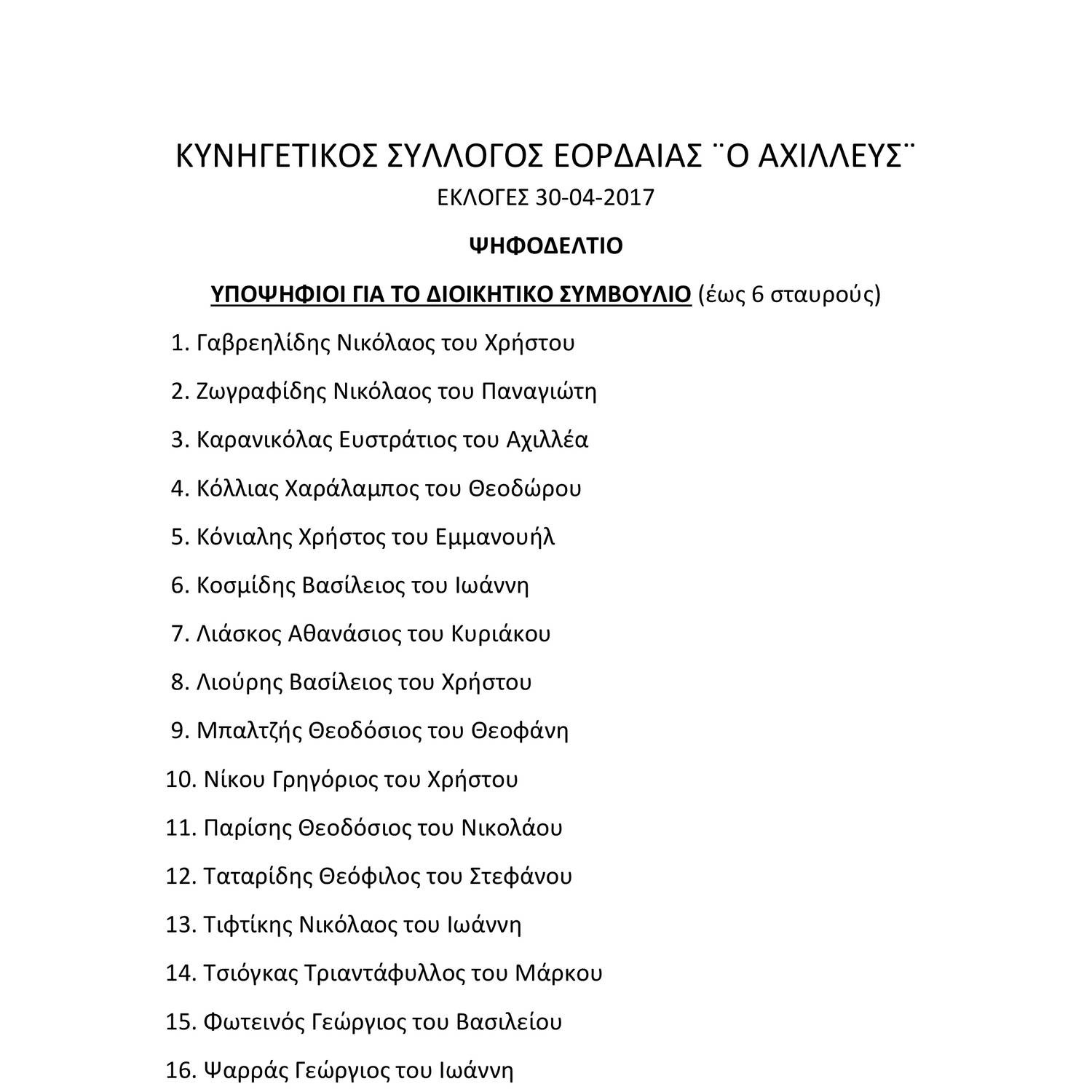 ΚΥΝΗΓΕΤΙΚΟΥ ΣΥΛΛΟΓΟΥ ΠΤΟΛΕΜΑΪΔΑΣ-ΕΟΡΔΑΙΑΣ ΤΗΝ ΚΥΡΙΑΚΗ 30 ΑΠΡΙΛΙΟΥ ...