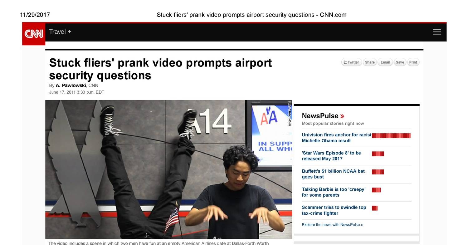 Stuck fliers' prank video prompts airport security questions - CNN.pdf ...